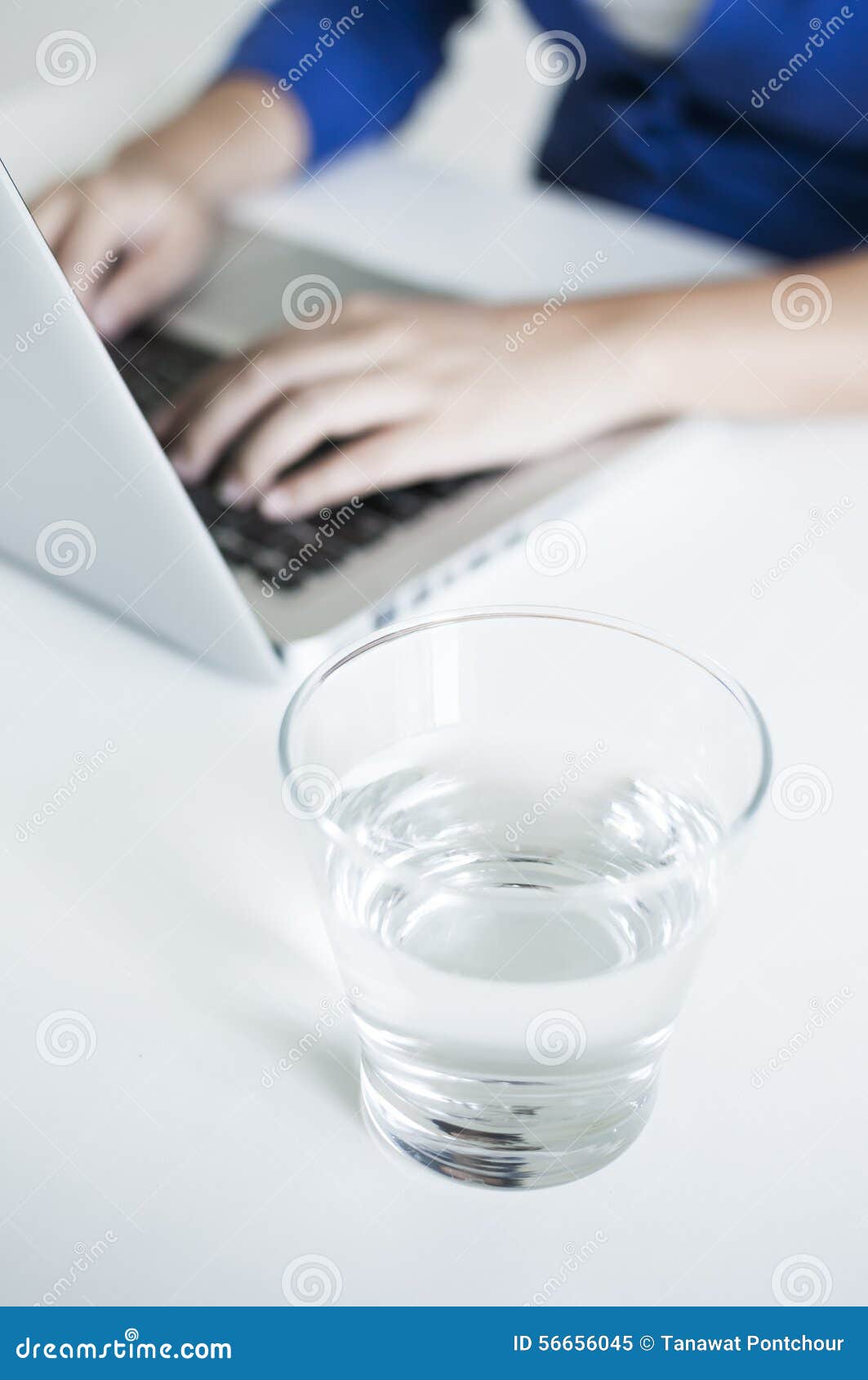 Drinking Water while Working Stock Image - Image of business, desk ...