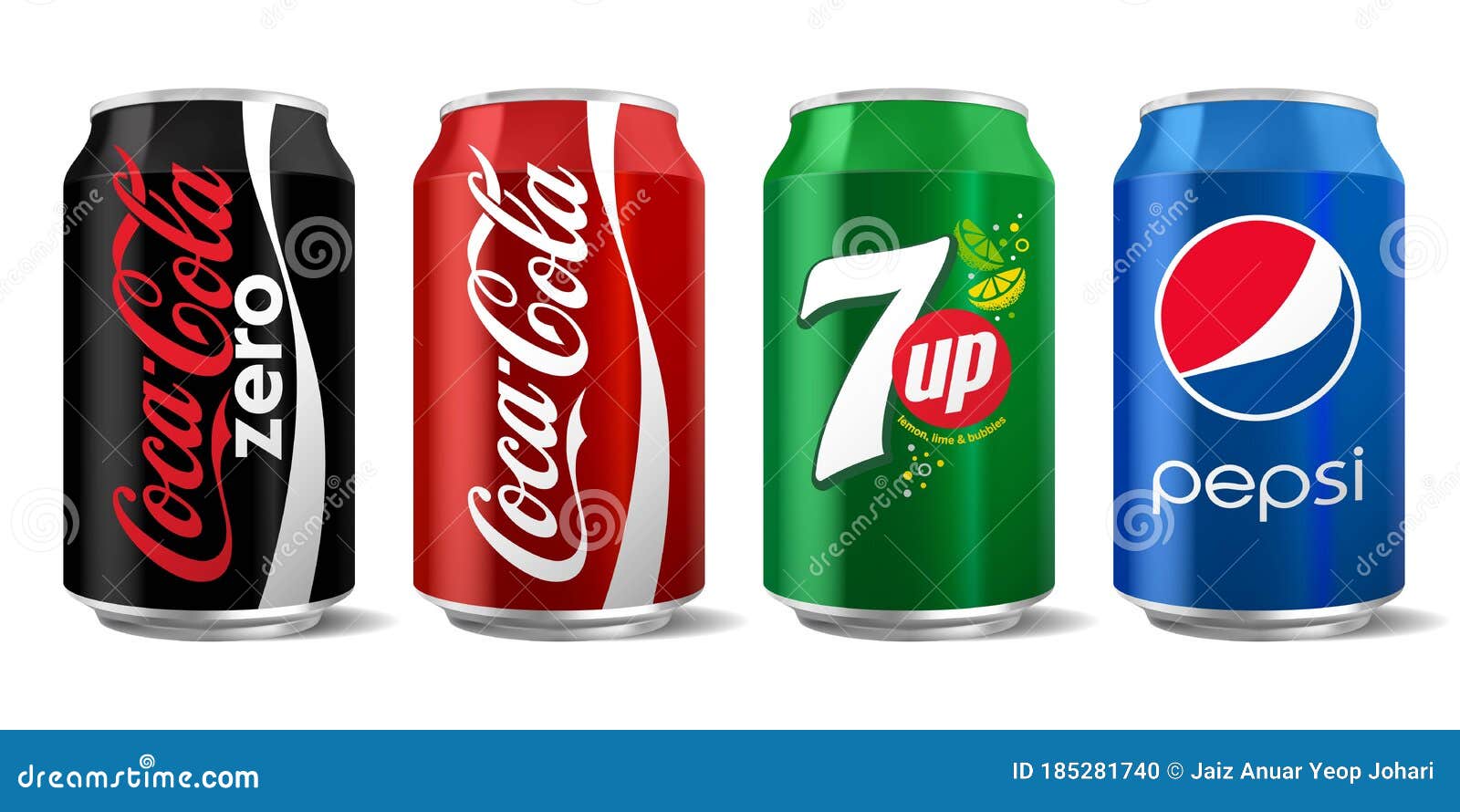 Classic Coca-Cola, Pepsi And 7 Up Can Isolated On White Vector ...