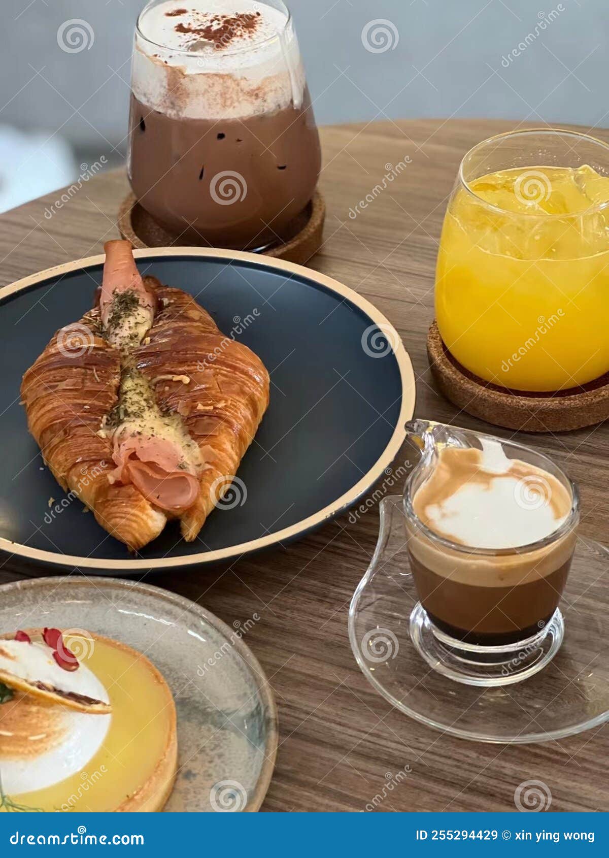 Drinks and Beverages, Dessert,coofee , Tea and Bread Stock Image ...