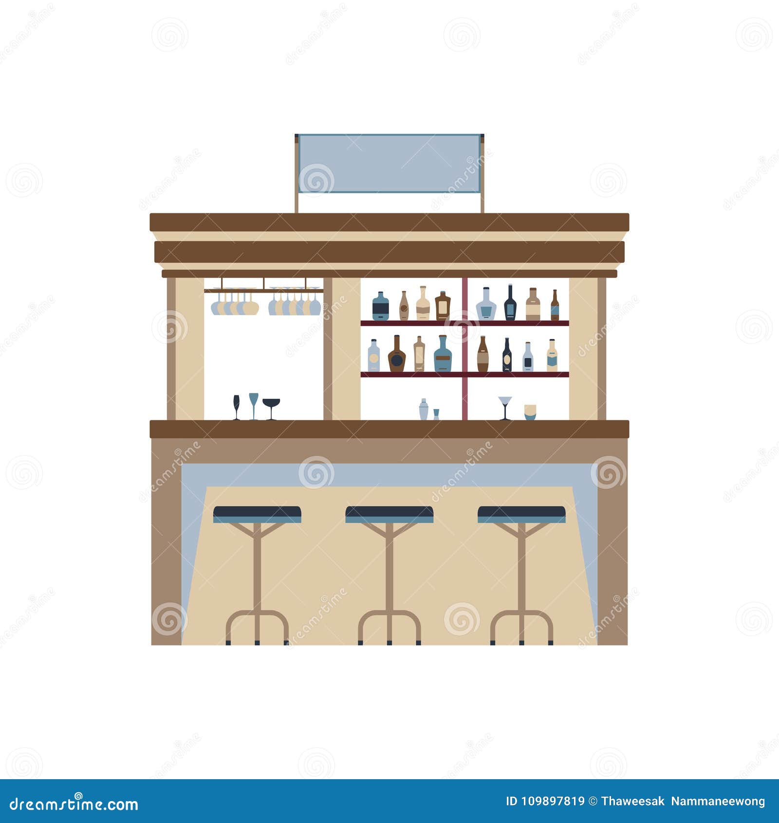 Drinks Counter Bar Isolated Vector Stock Vector - Illustration of retro ...