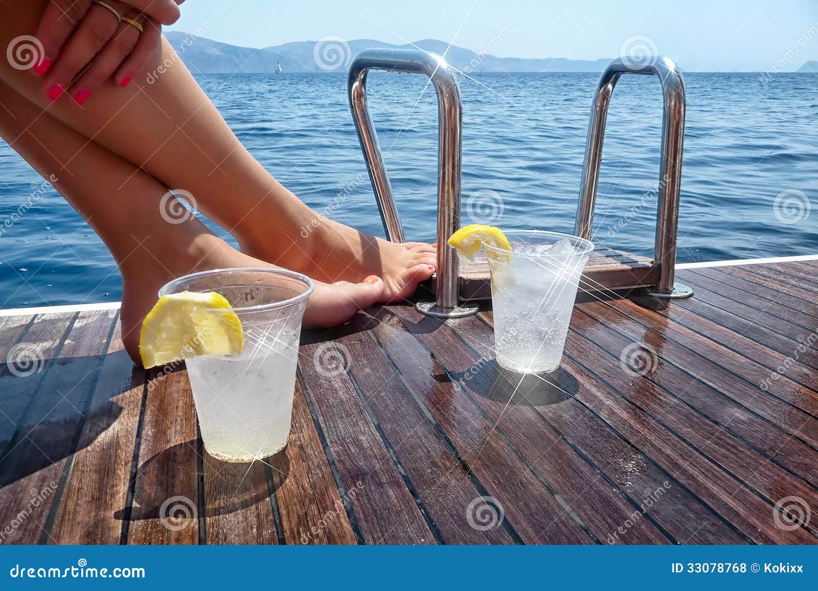 Drinks on the Deck of a Sailing Yacht Stock Photo - Image of female ...