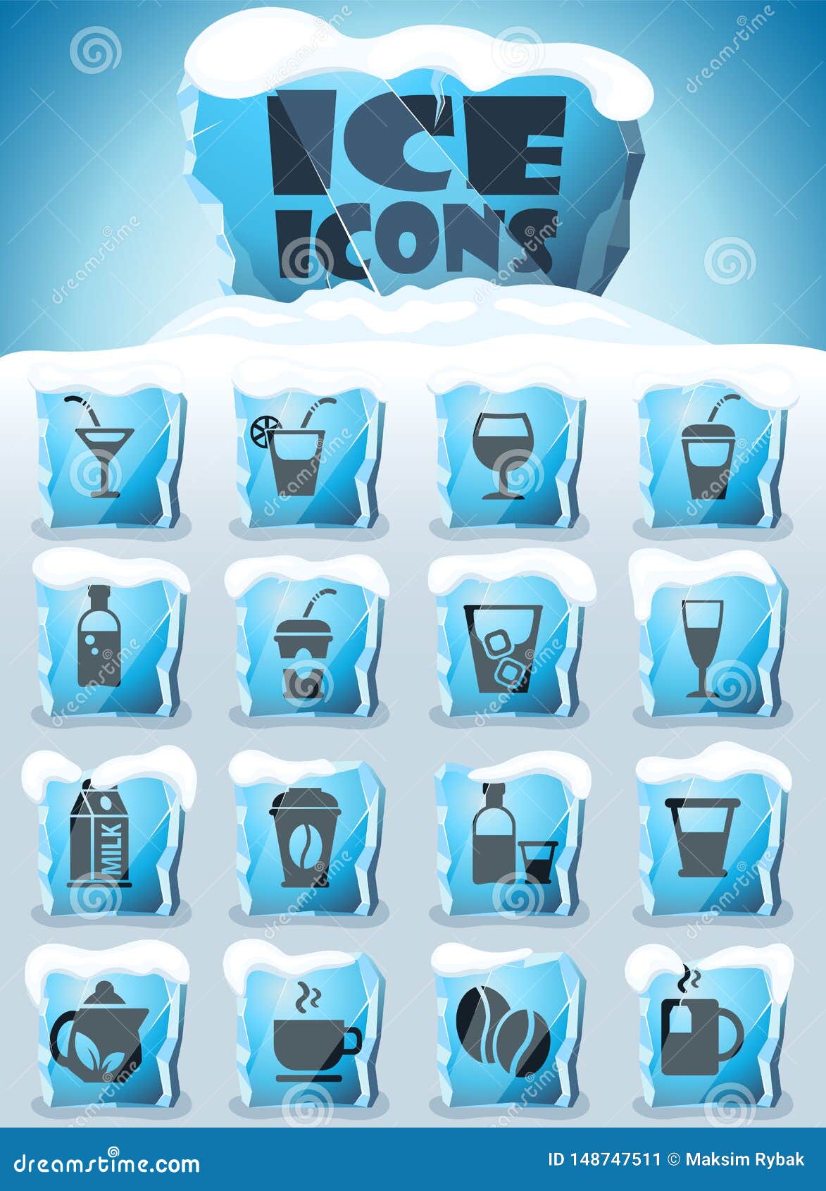 Drinks icon set stock vector. Illustration of milk, aerated - 148747511