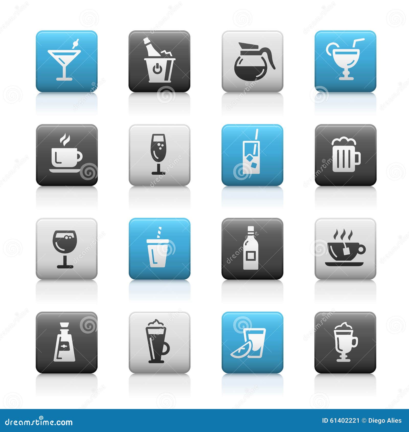Aperitif Icons Set Cartoon Vector. Appetizer And Beverage ...