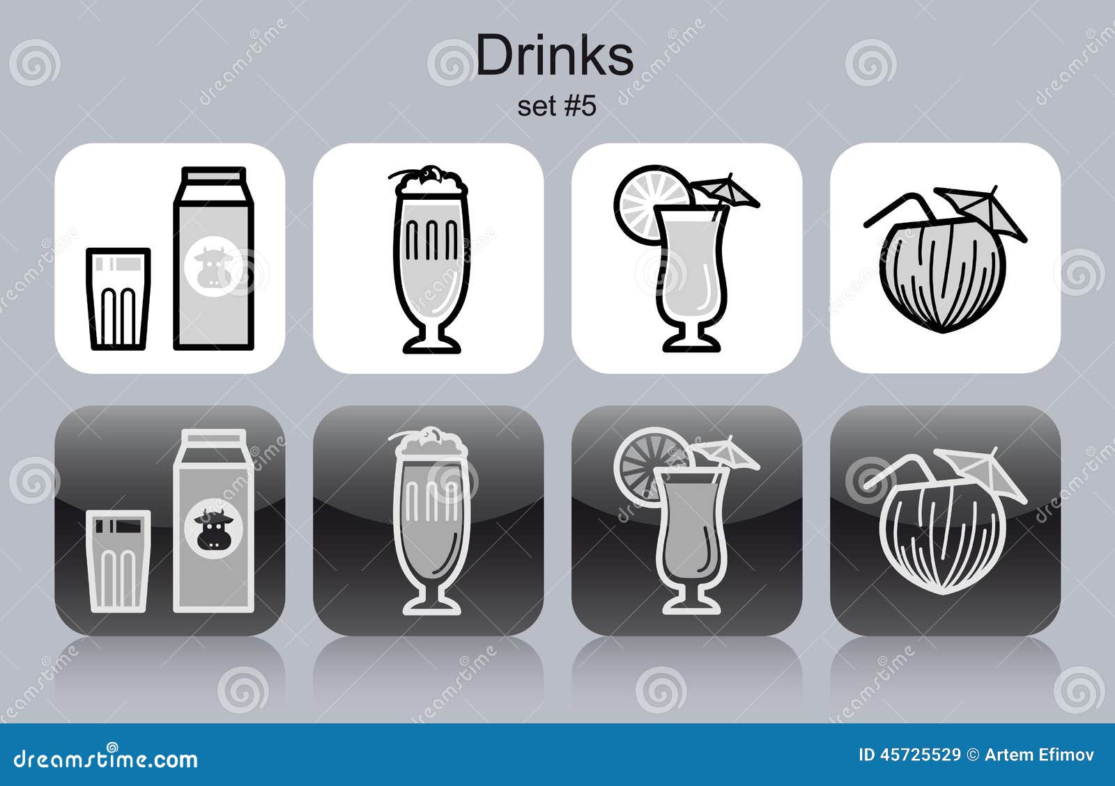 Drinks icons stock vector. Illustration of icon, flat - 45725529