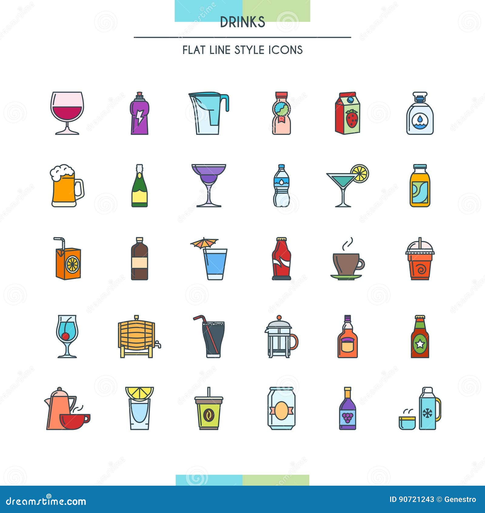 Drinks icons set stock vector. Illustration of drink - 90721243