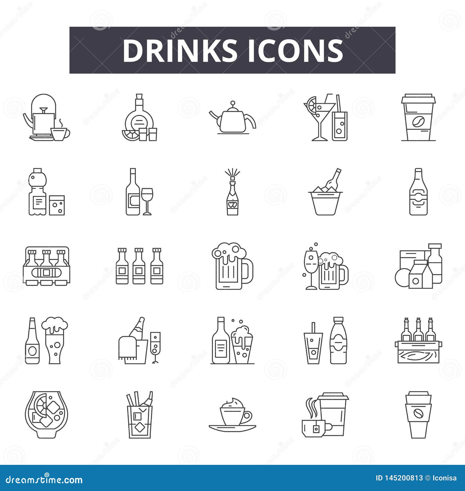 Drinks Line Icons, Signs, Vector Set, Outline Illustration Concept ...