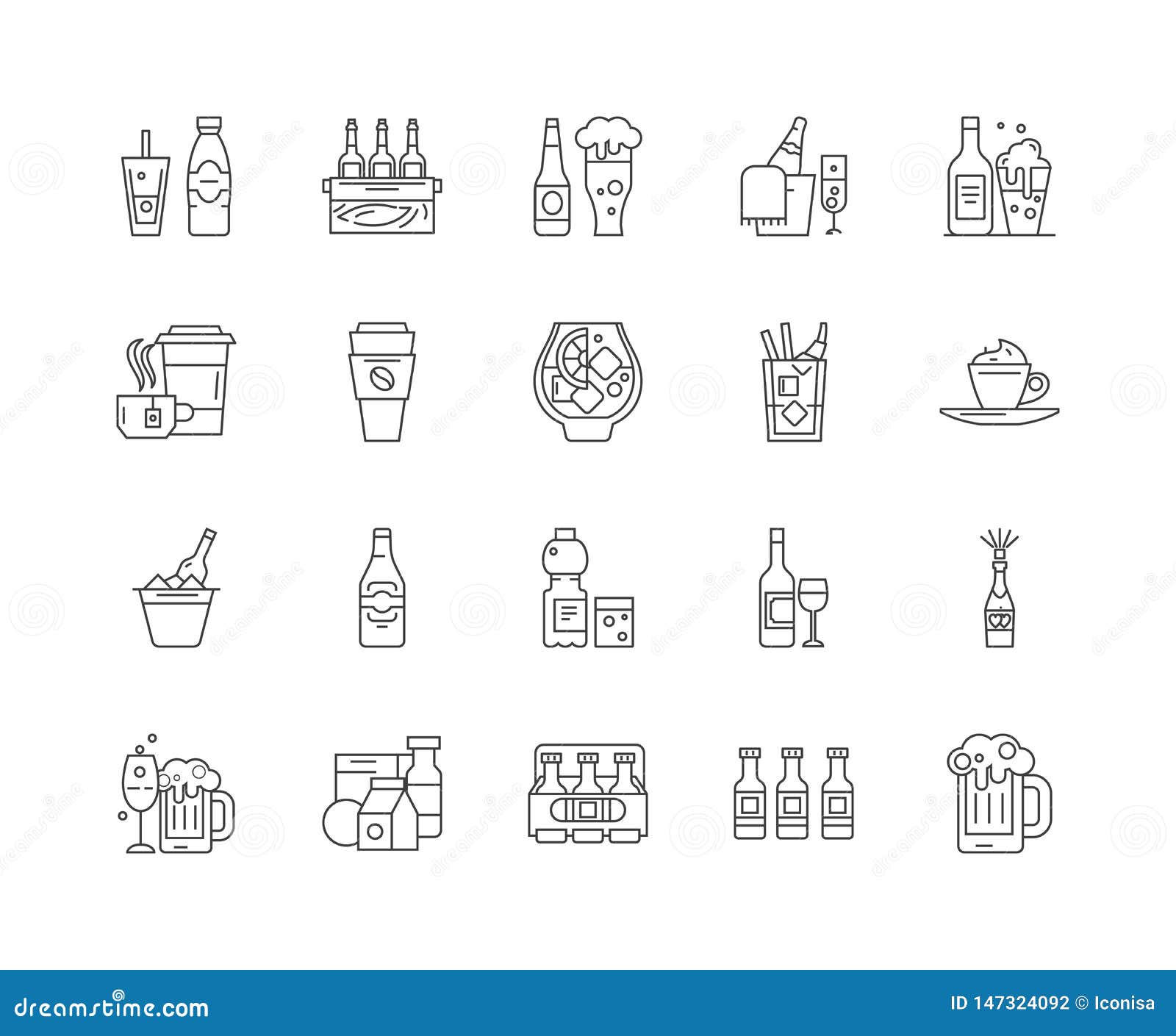 Drinks Line Icons, Signs, Vector Set, Outline Illustration Concept ...