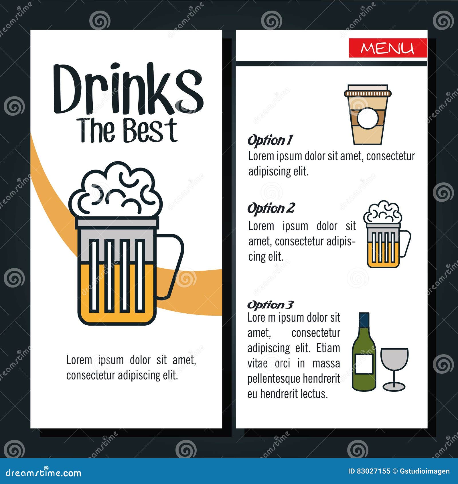 Drinks Menu Restaurant Isolated Icon Stock Illustration - Illustration ...
