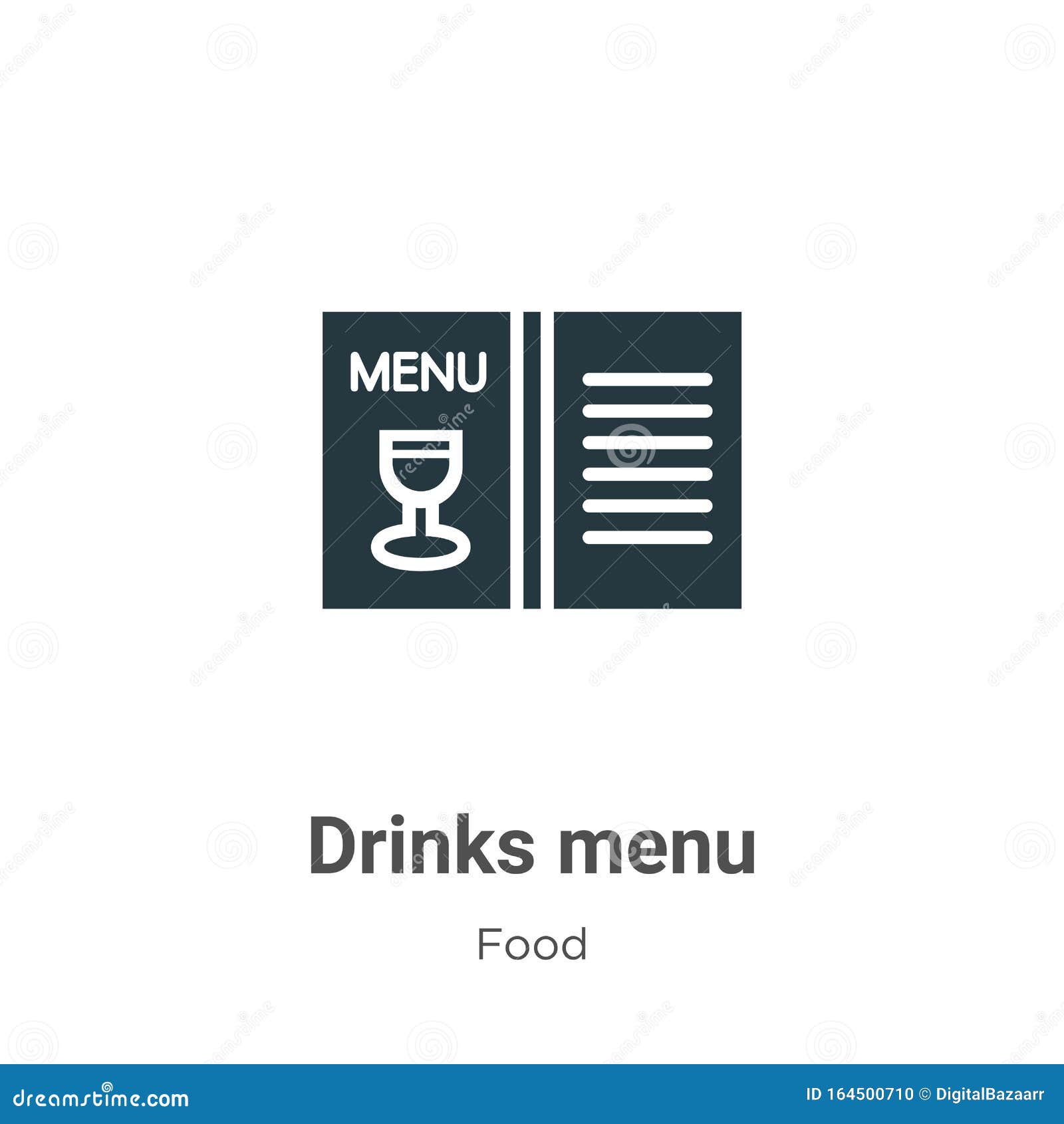 Drinks Menu Vector Icon on White Background. Flat Vector Drinks Menu ...