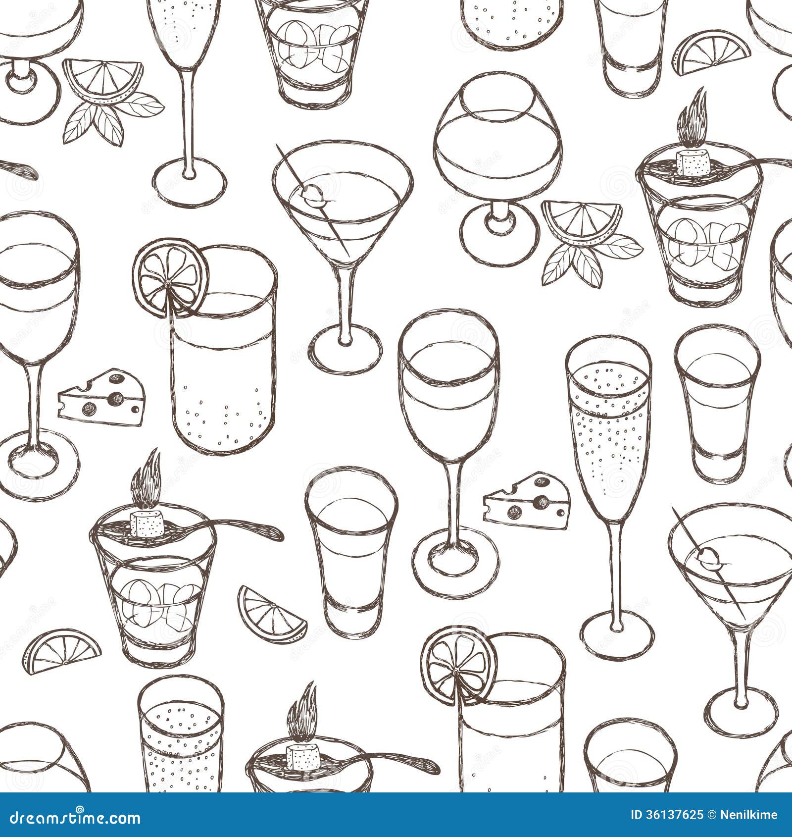 Drinks pattern stock vector. Illustration of alcohol - 36137625