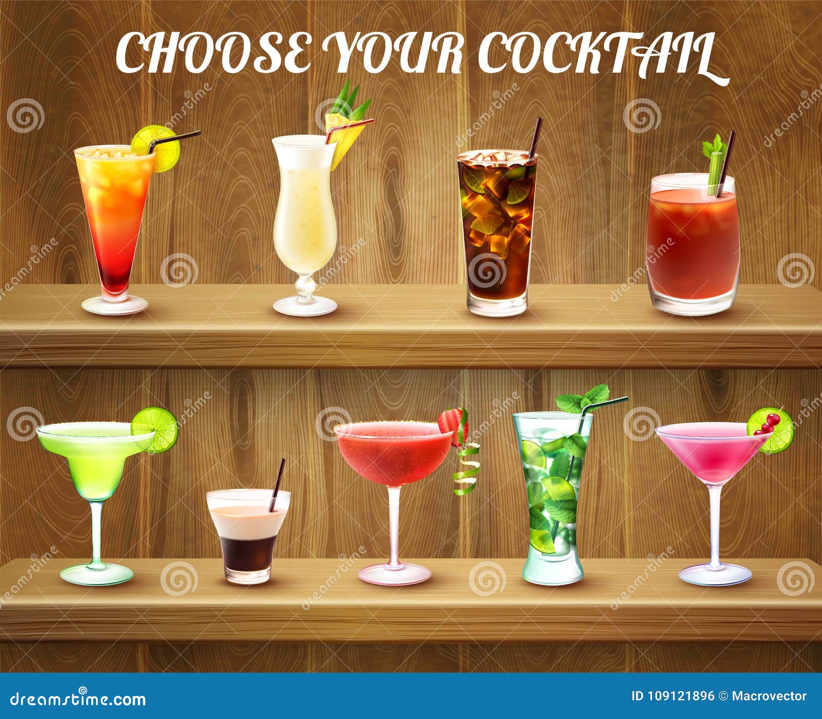 Cocktail Drinks Choice Composition Stock Vector - Illustration of full ...