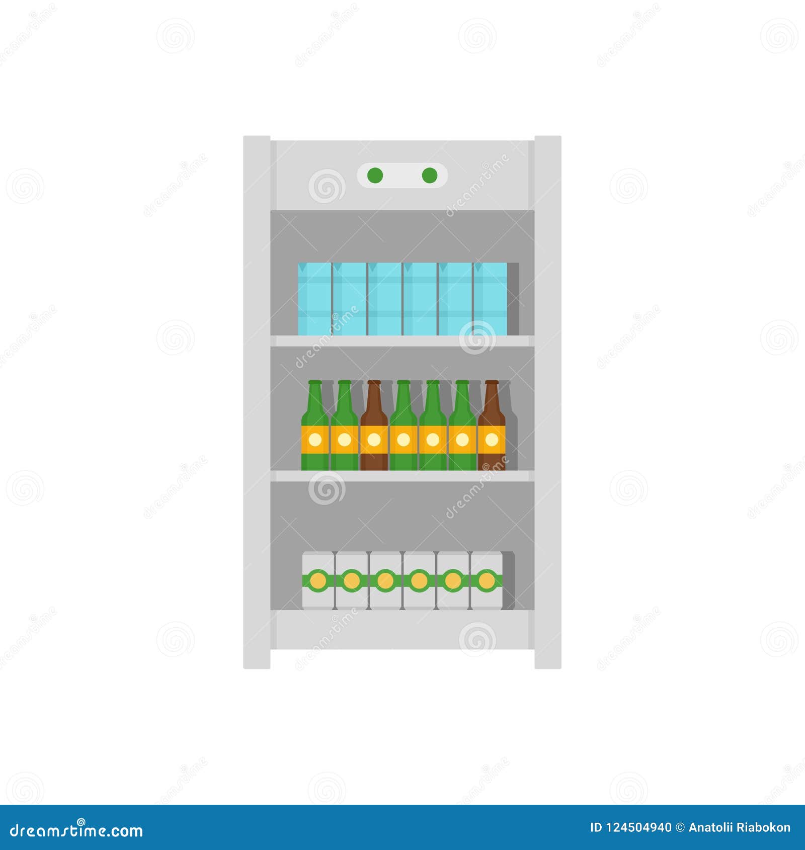 Drinks Refrigerator Icon, Flat Style Stock Illustration - Illustration ...