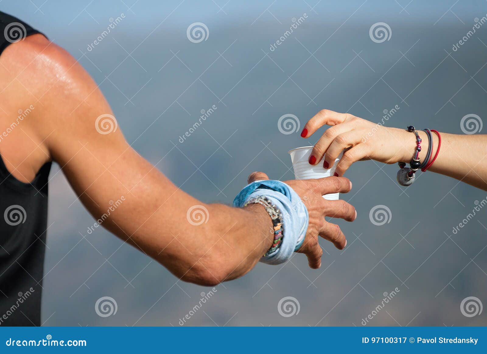 Drinks Station at a Trail Running Marathon Stock Image - Image of ...