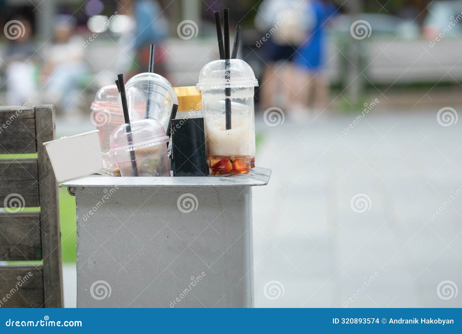 Drinks in the Trash Bin at the City Stock Photo - Image of plastic ...