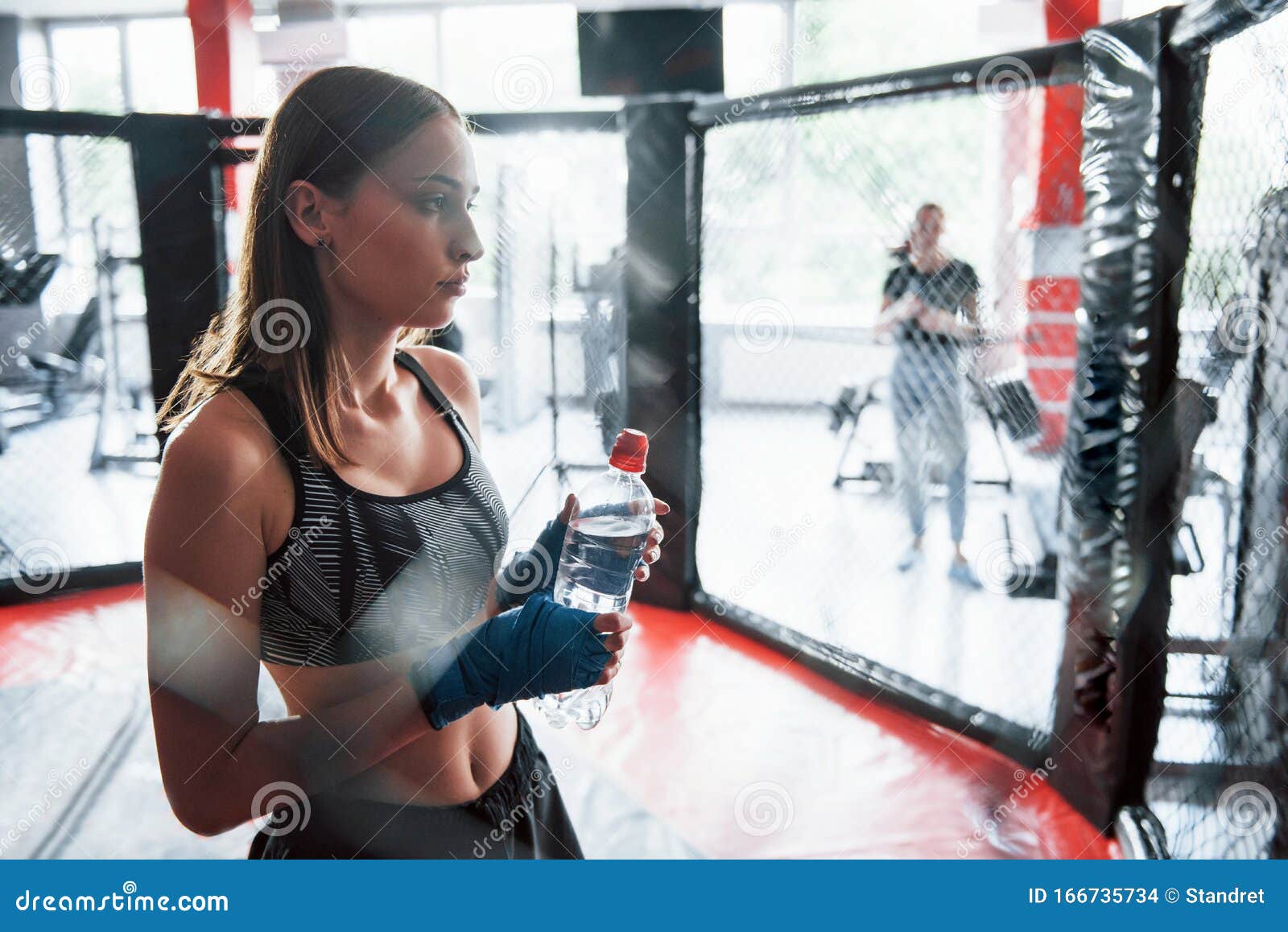 Drinks Water. Taking a Break Stock Photo - Image of nice, female: 166735734