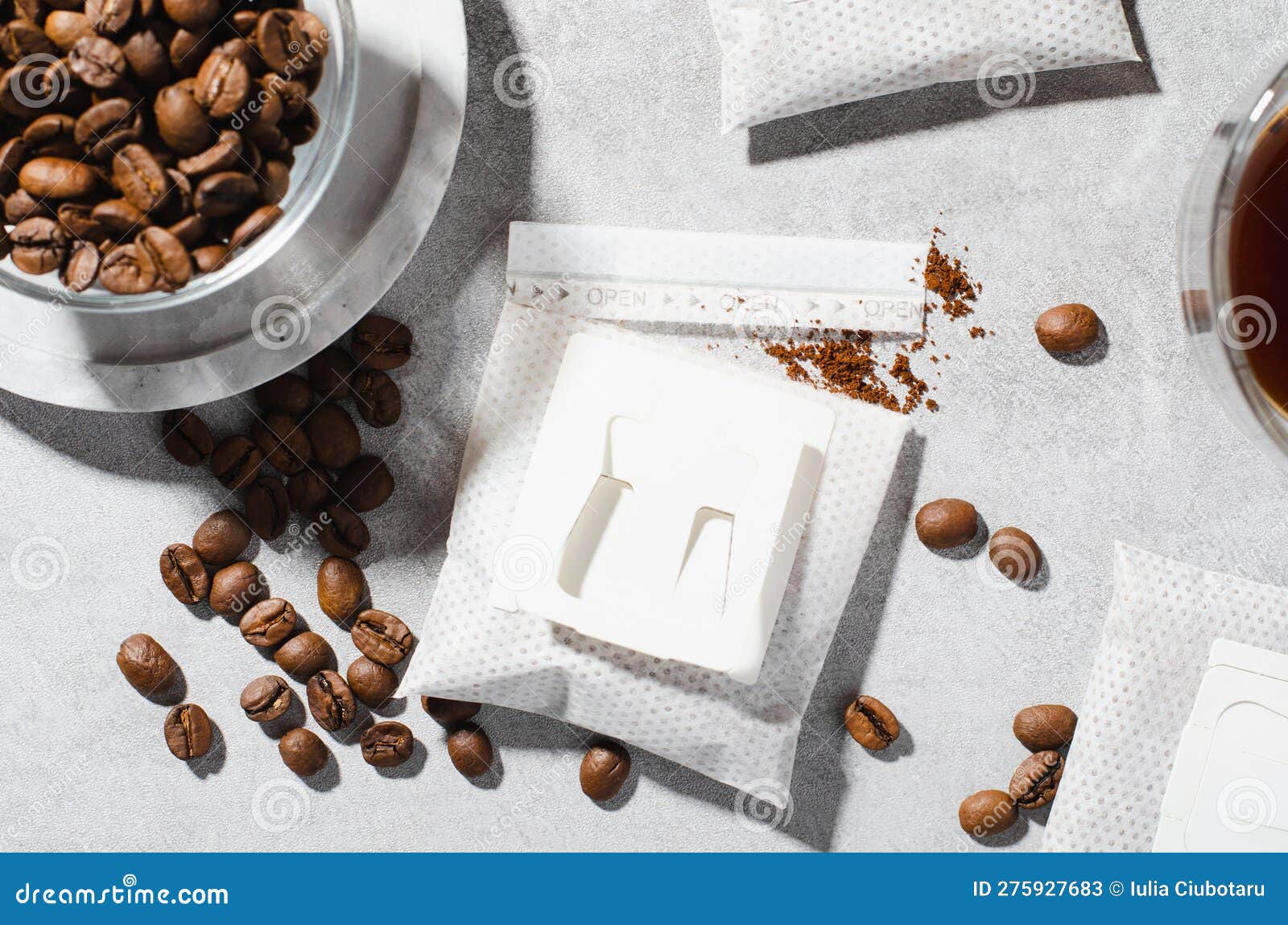 Drip Coffee Bags, Coffee Trend, Quick Way To Brew Ground Coffee Stock ...