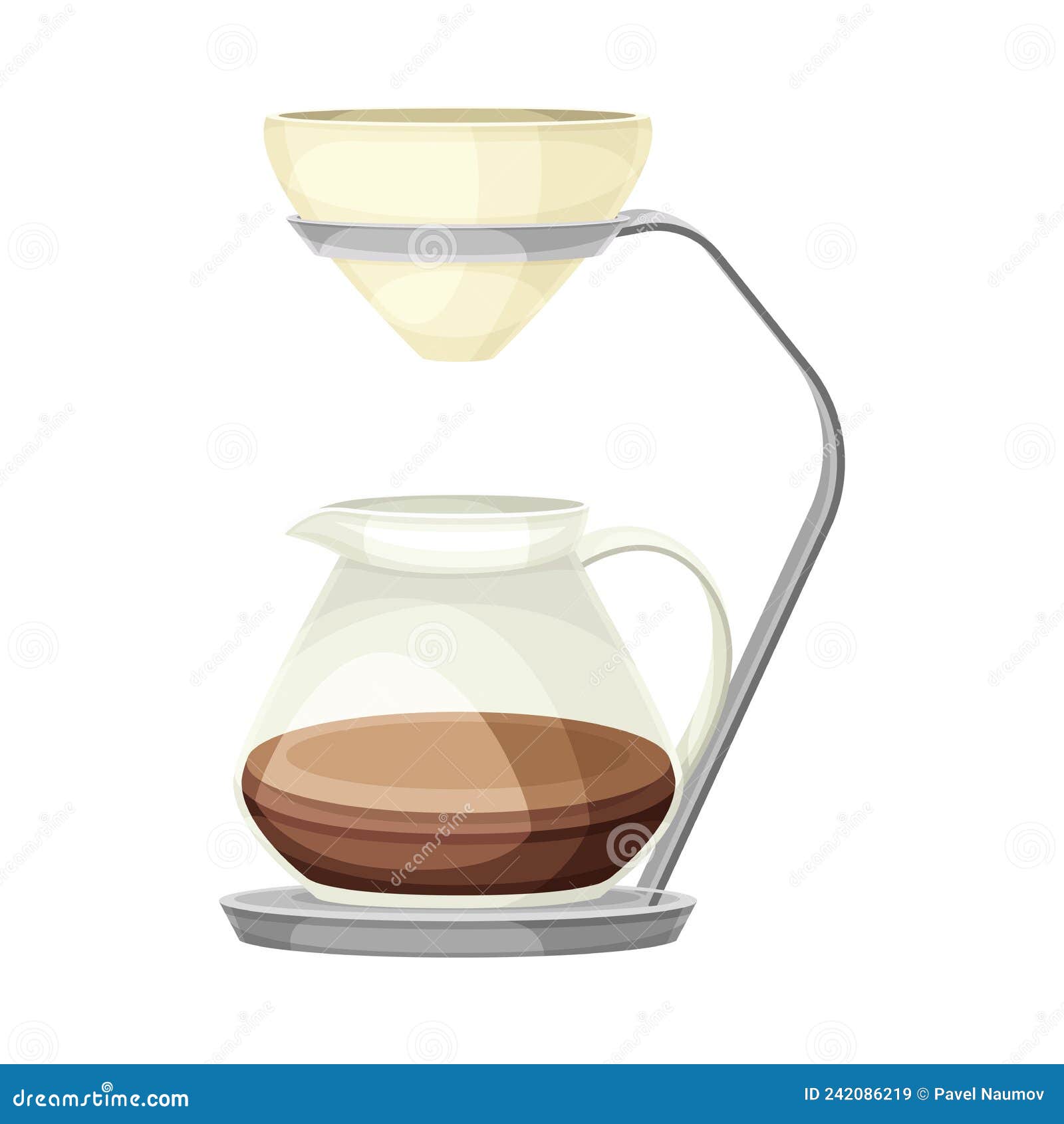 Drip Coffee Brewing with Glass Container and Filter Seeping Water ...