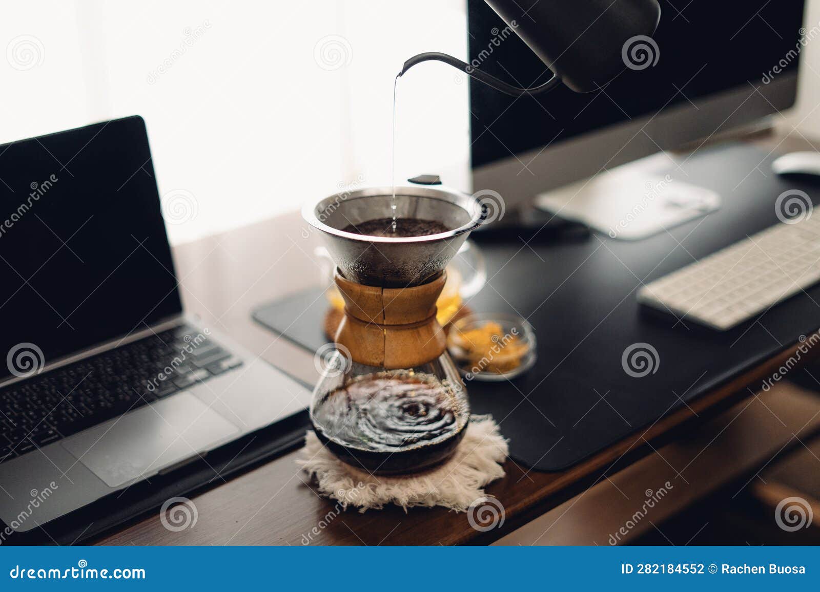 Drip coffee in a jar stock photo. Image of pour, fresh - 282184552