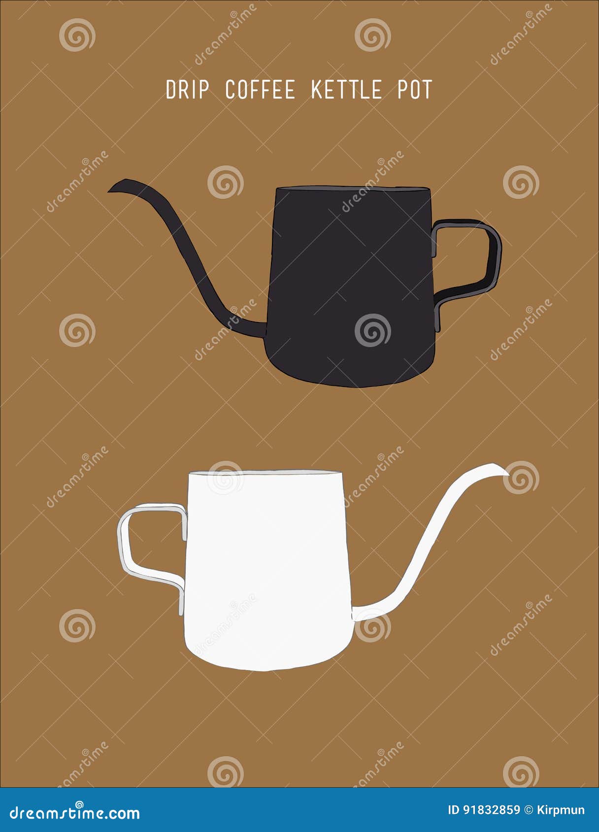 Drip Coffee Pot With A Paper Filter, Gravure Style Ink Drawing ...