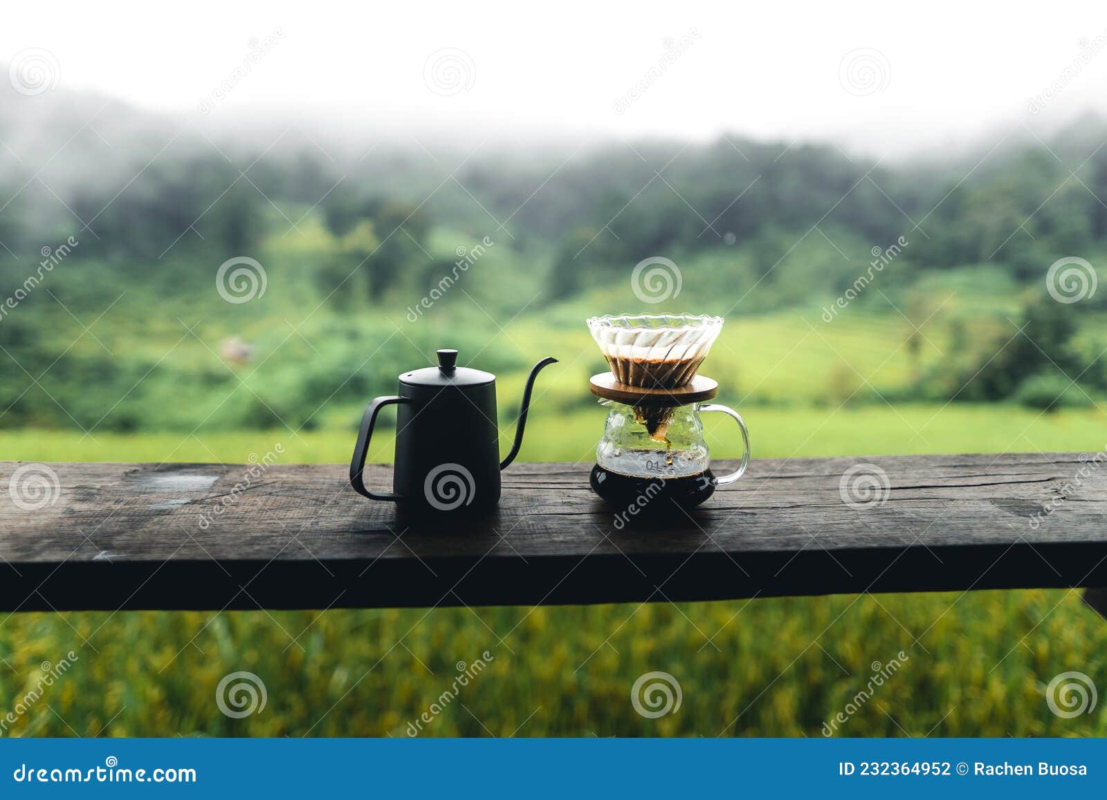 Drip Coffee Maker on Wooden Table Stock Photo - Image of dripper ...