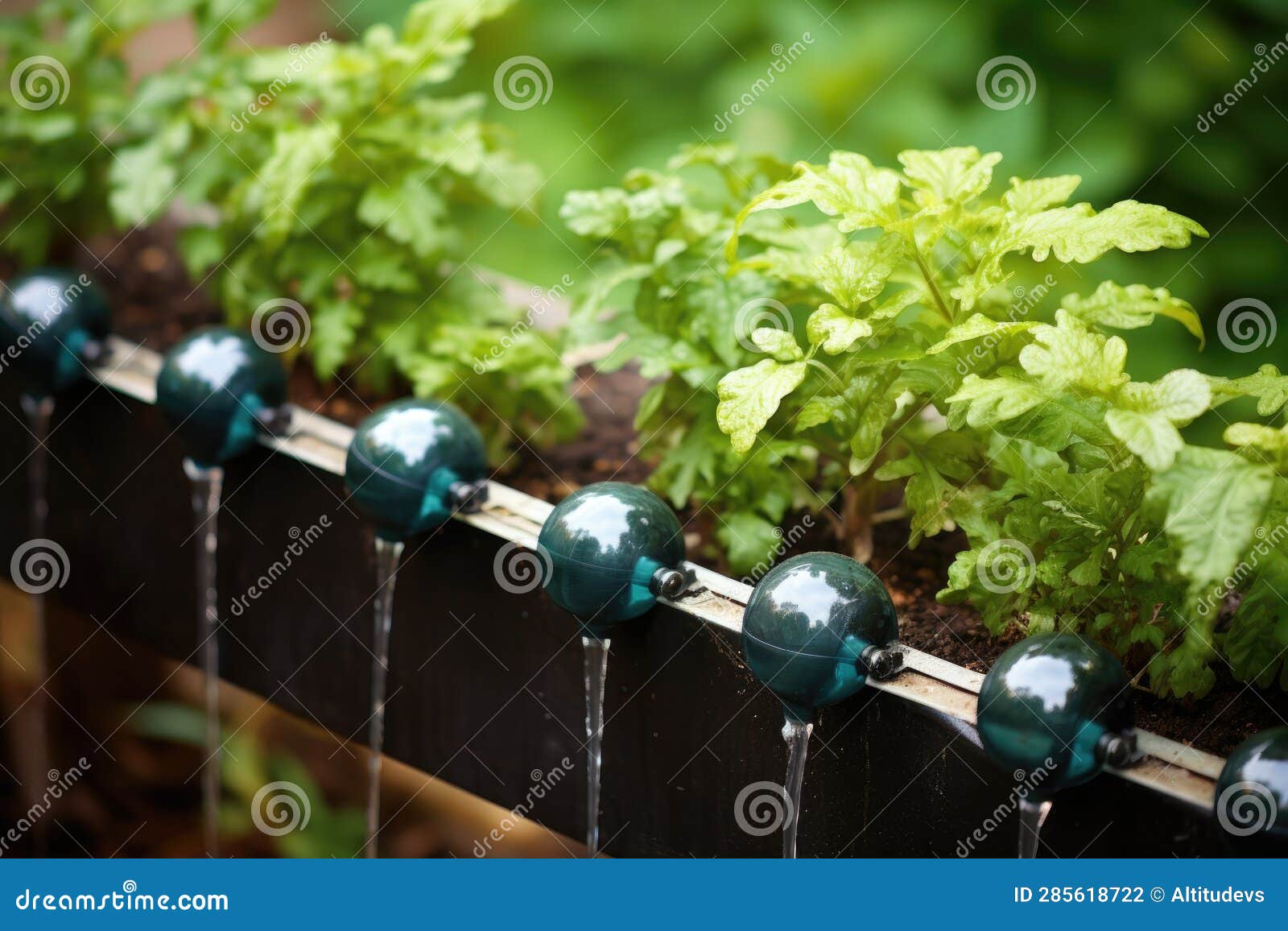 Drip Emitters on a Diy Irrigation System Watering Plants Stock ...