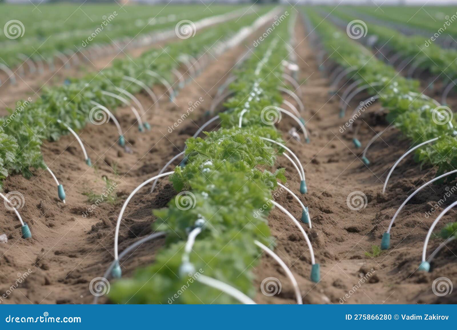Drip Irrigation Plants in the Field Close-up Stock Illustration ...