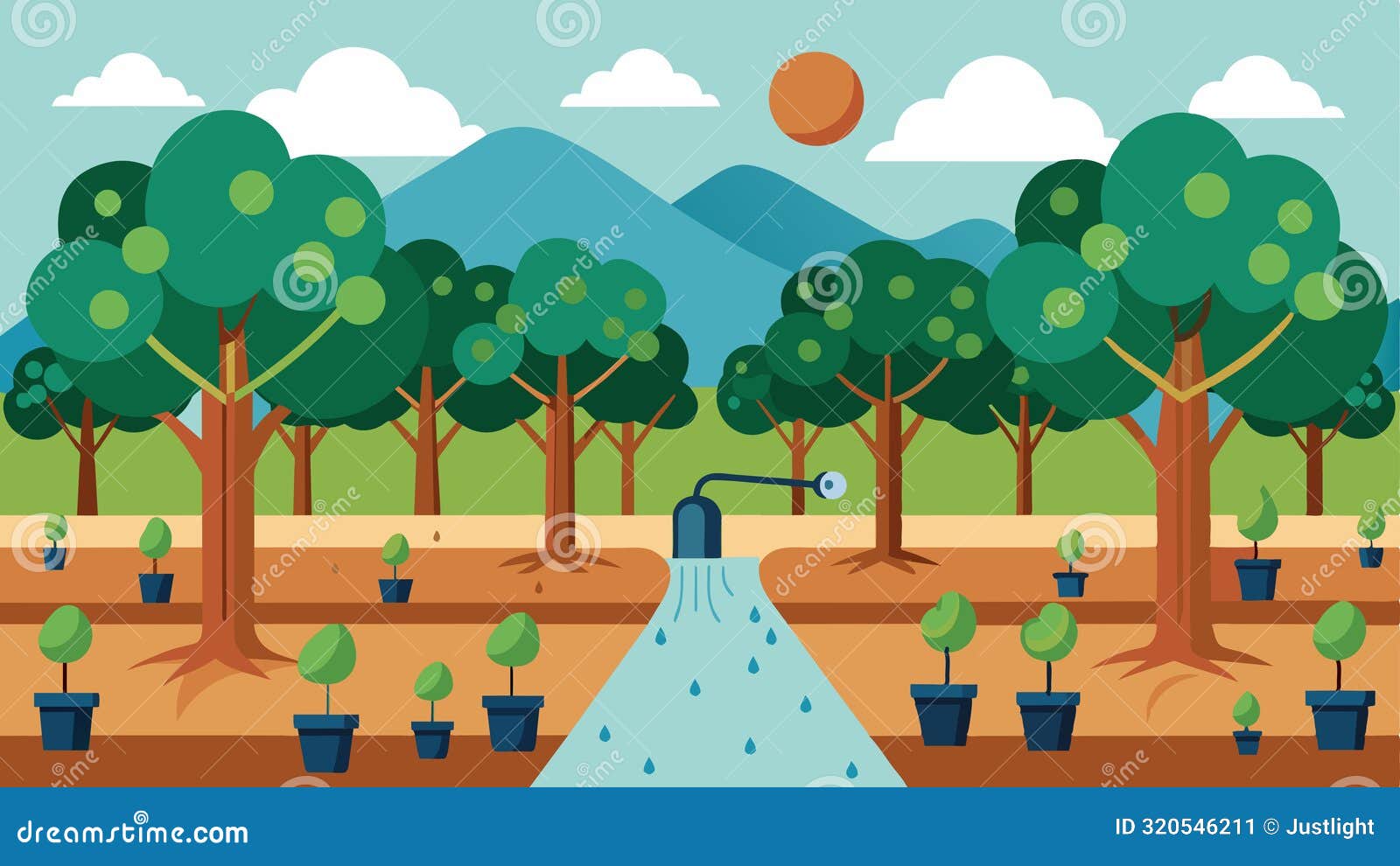 Drip Irrigation Technology Is Utilized In The Orchard Delivering Water ...