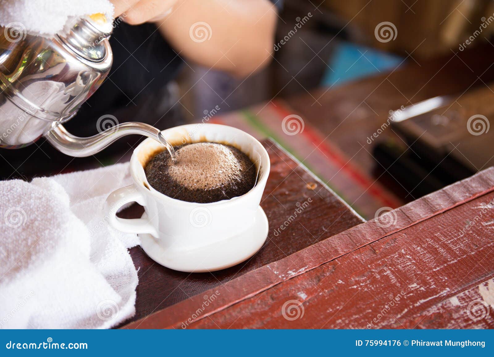 Driping of coffee in cafe stock photo. Image of object - 75994176