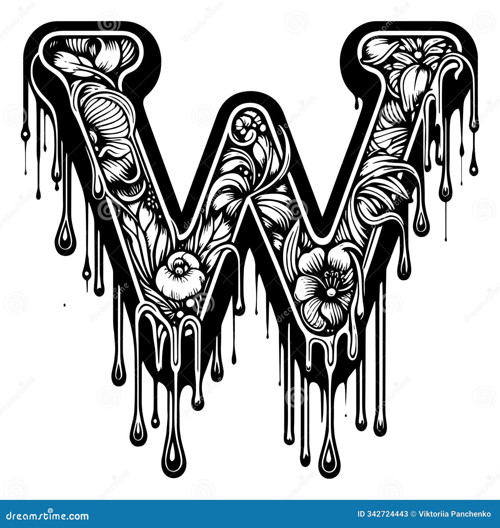 Dripping Black Letter W Design for Creative Projects. Generative Ai ...