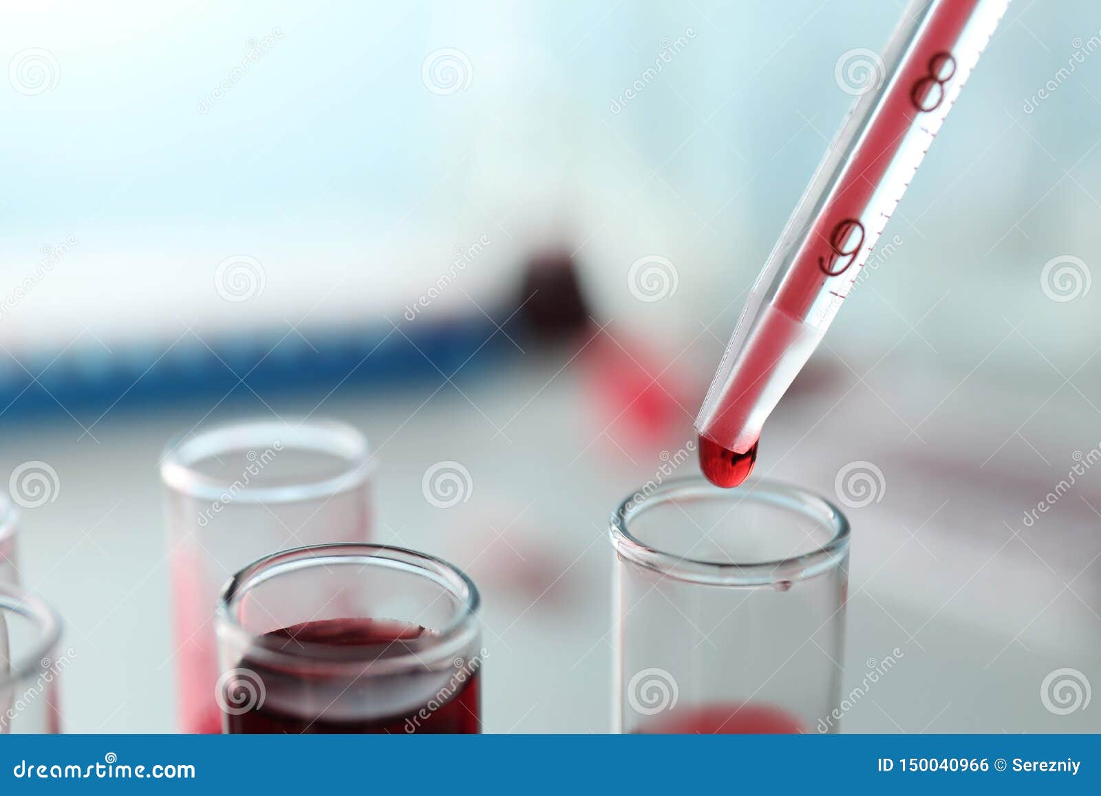 Dripping Blood into Test Tubes, Closeup Stock Photo - Image of health ...