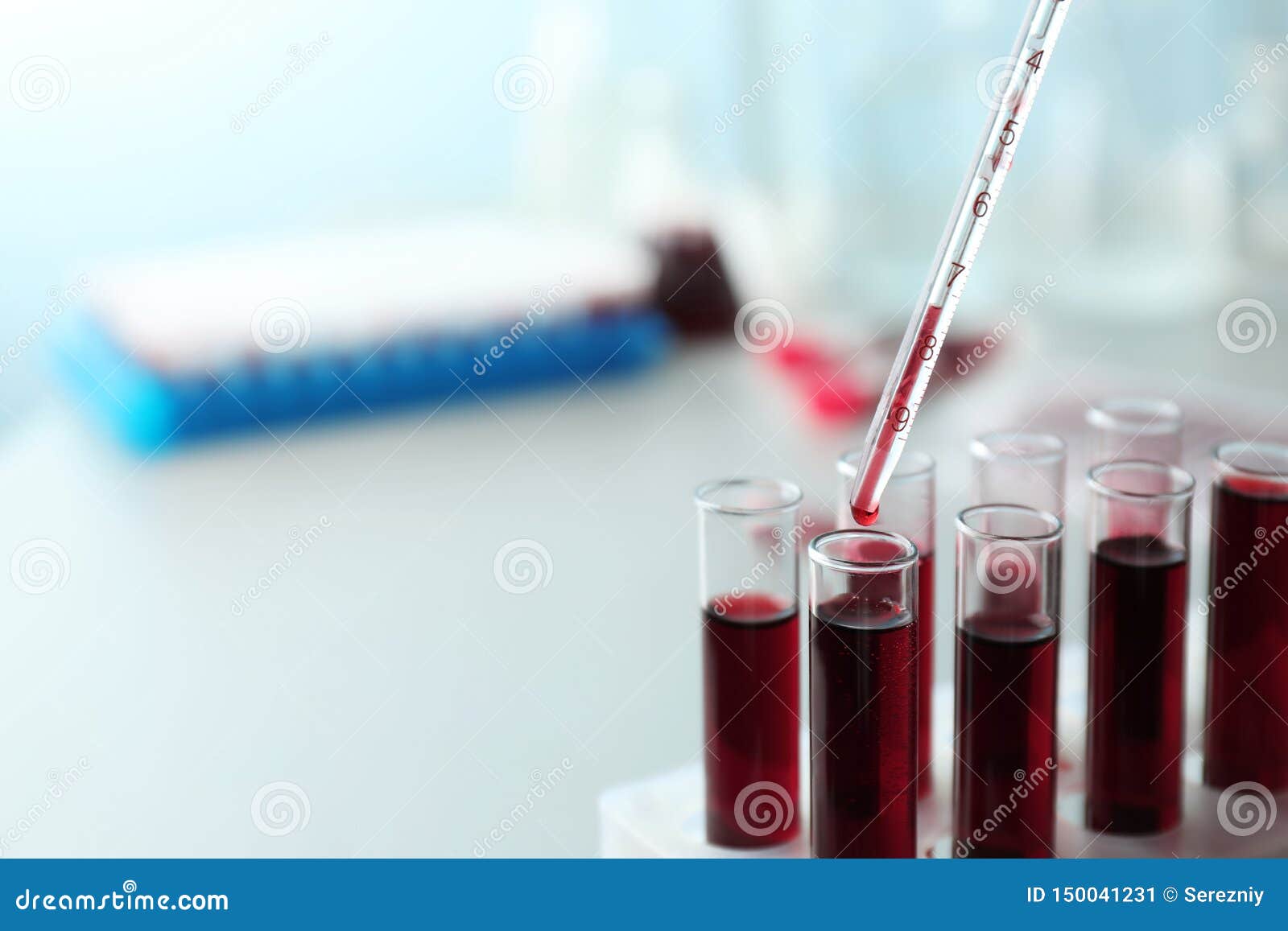 Dripping Blood into Test Tubes, Closeup Stock Image - Image of medic ...