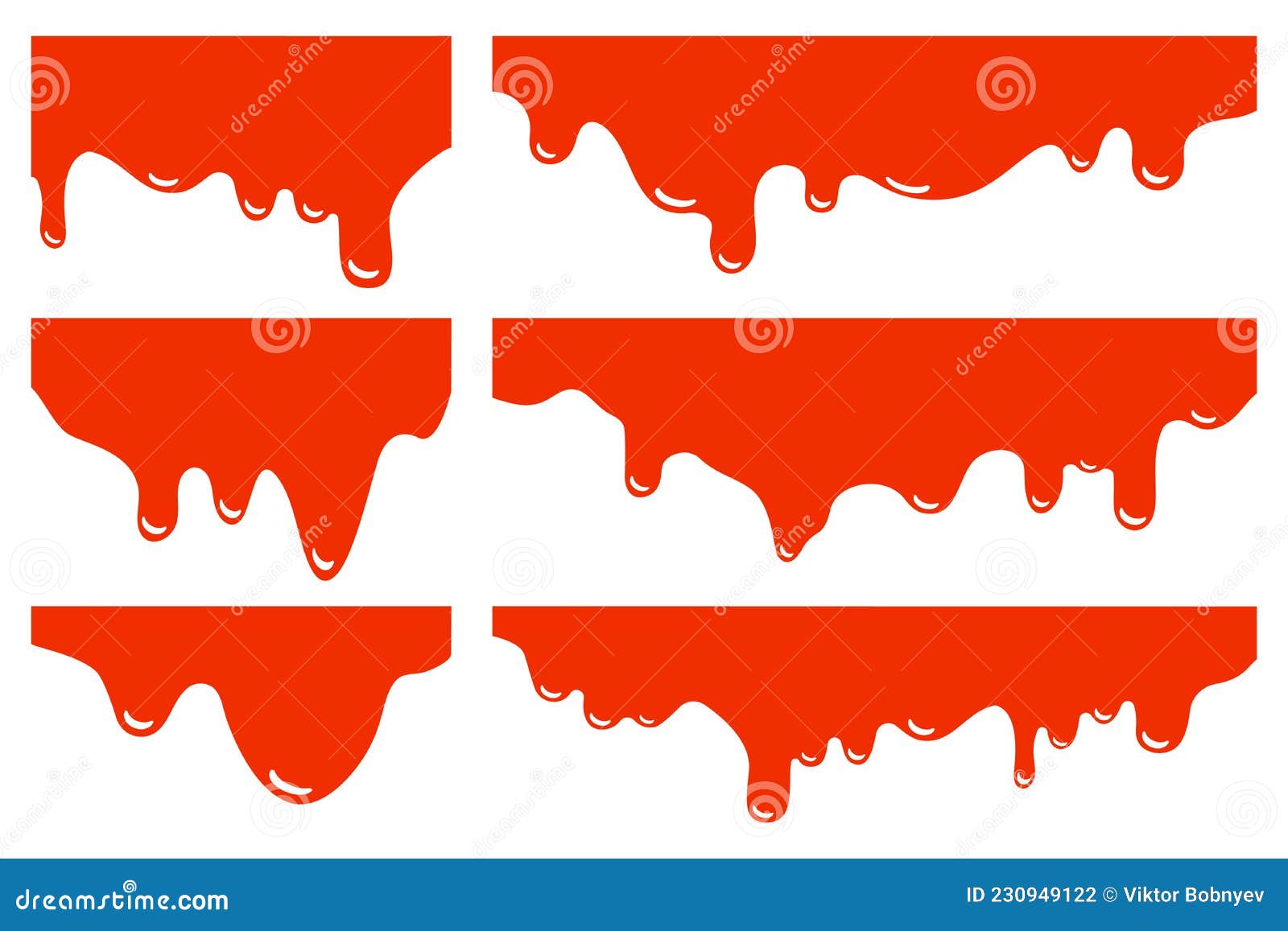 Dripping Borders Set. Red Blood Halloween Typography Stock Vector ...