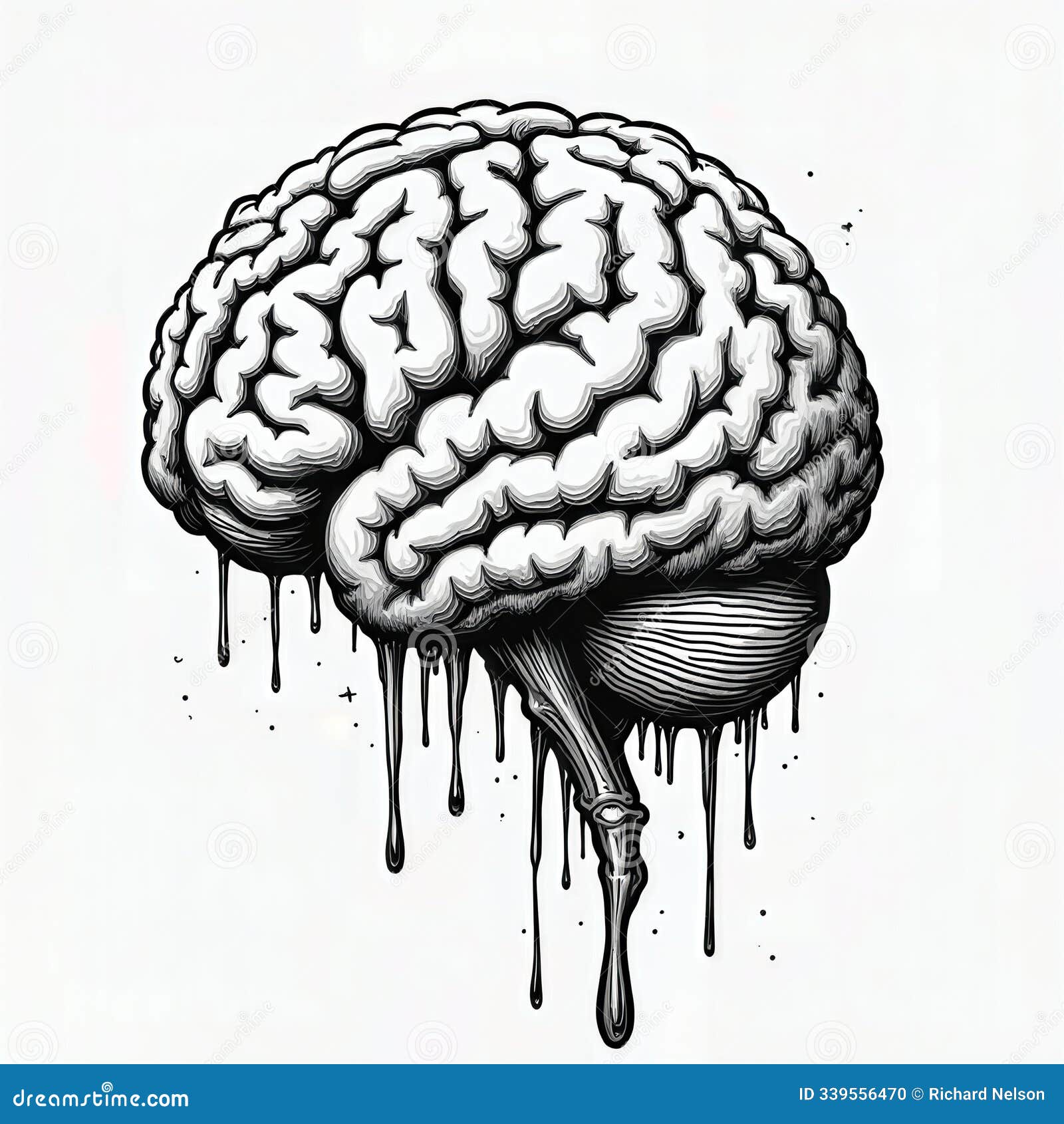 Dripping Brain Illustration Stock Illustration - Illustration of ...