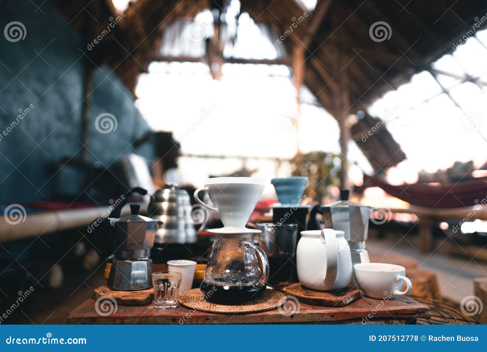 Dripping Coffee on a Table at a Country Cafe Stock Photo - Image of ...
