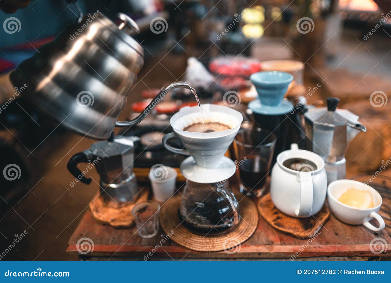 Dripping Coffee on a Table at a Country Cafe Stock Photo - Image of ...