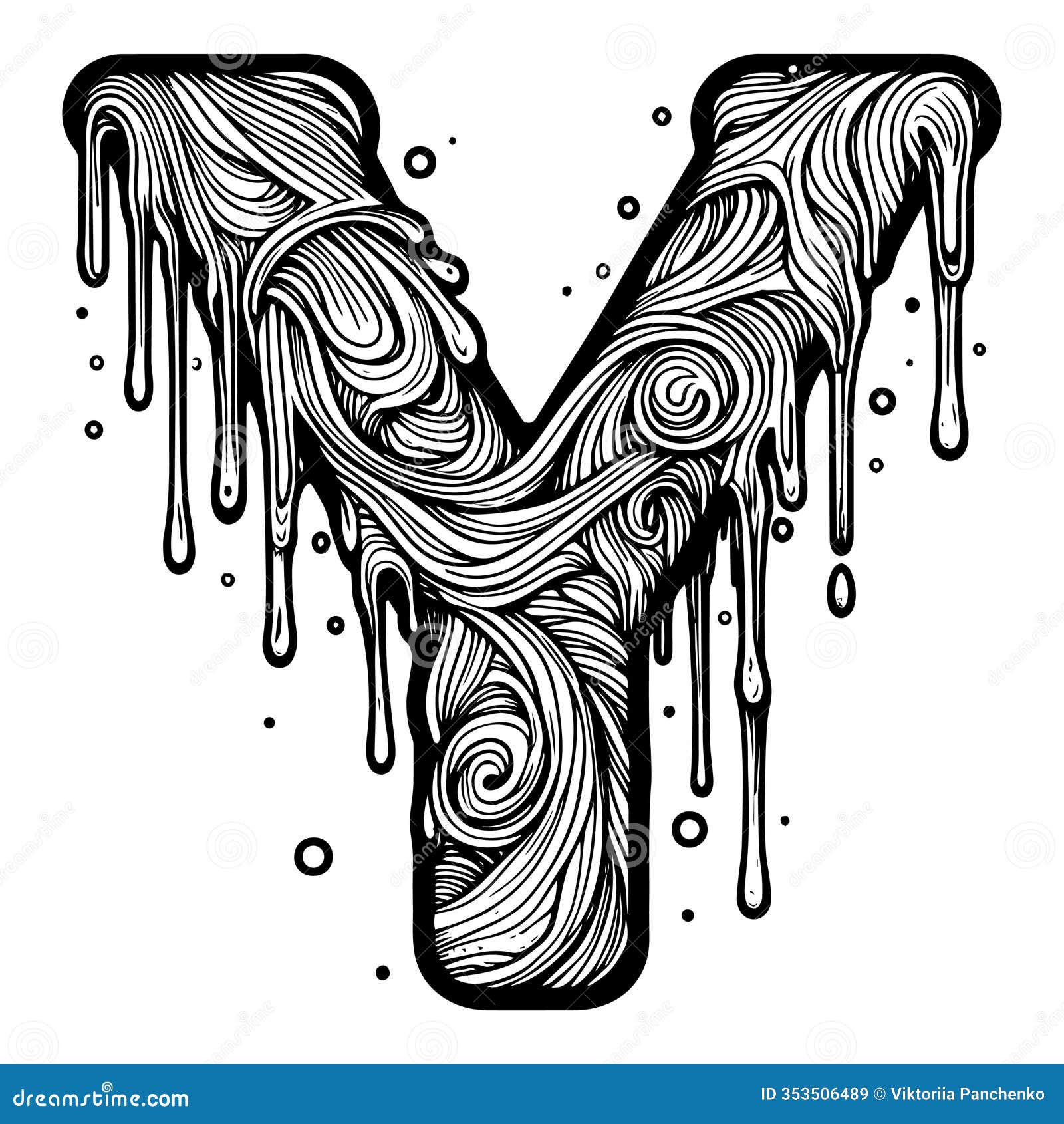 Dripping Decorative Letter Y Engraving Vector Stock Illustration ...