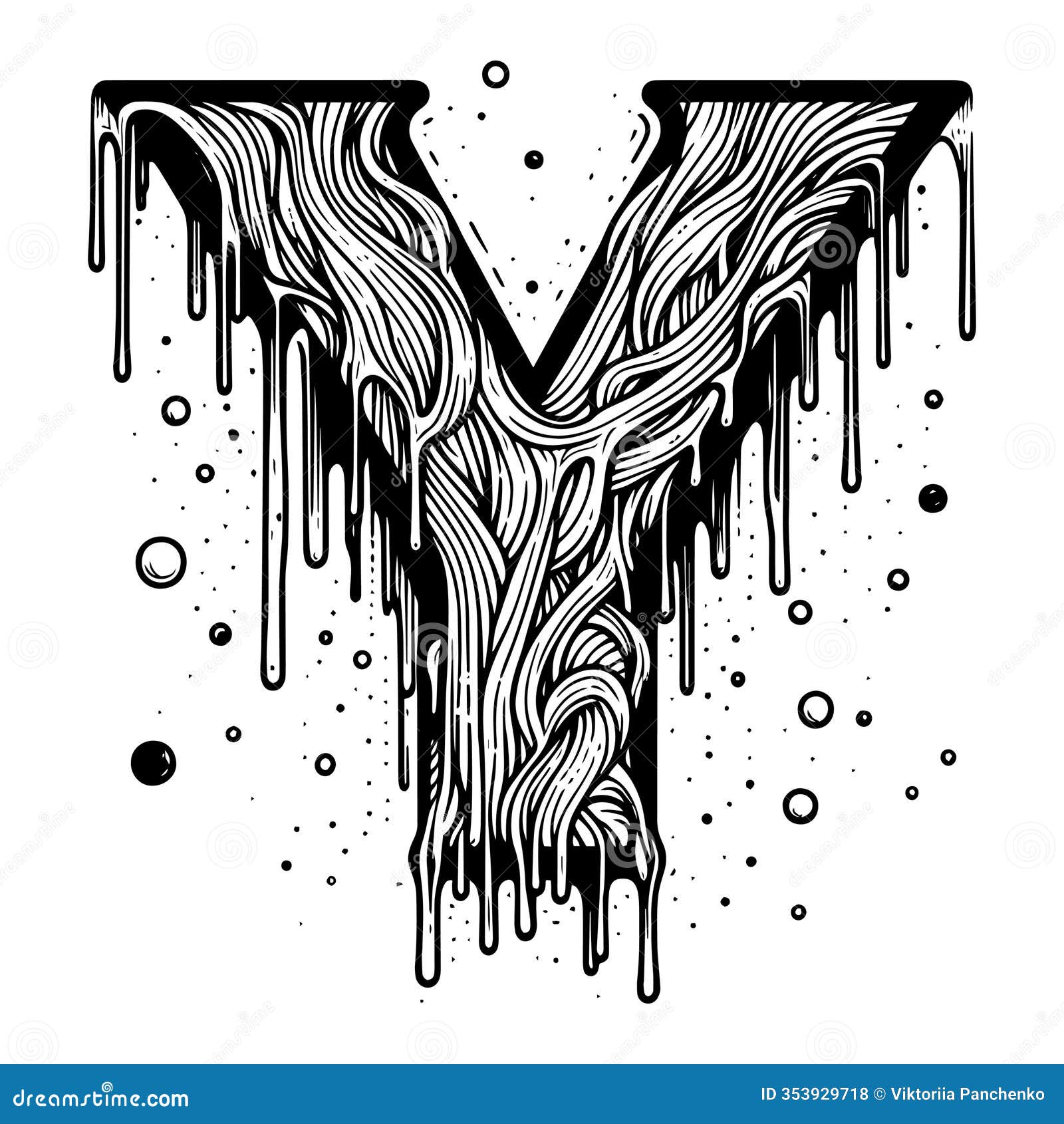 Dripping Decorative Letter Y Engraving Vector Stock Illustration ...