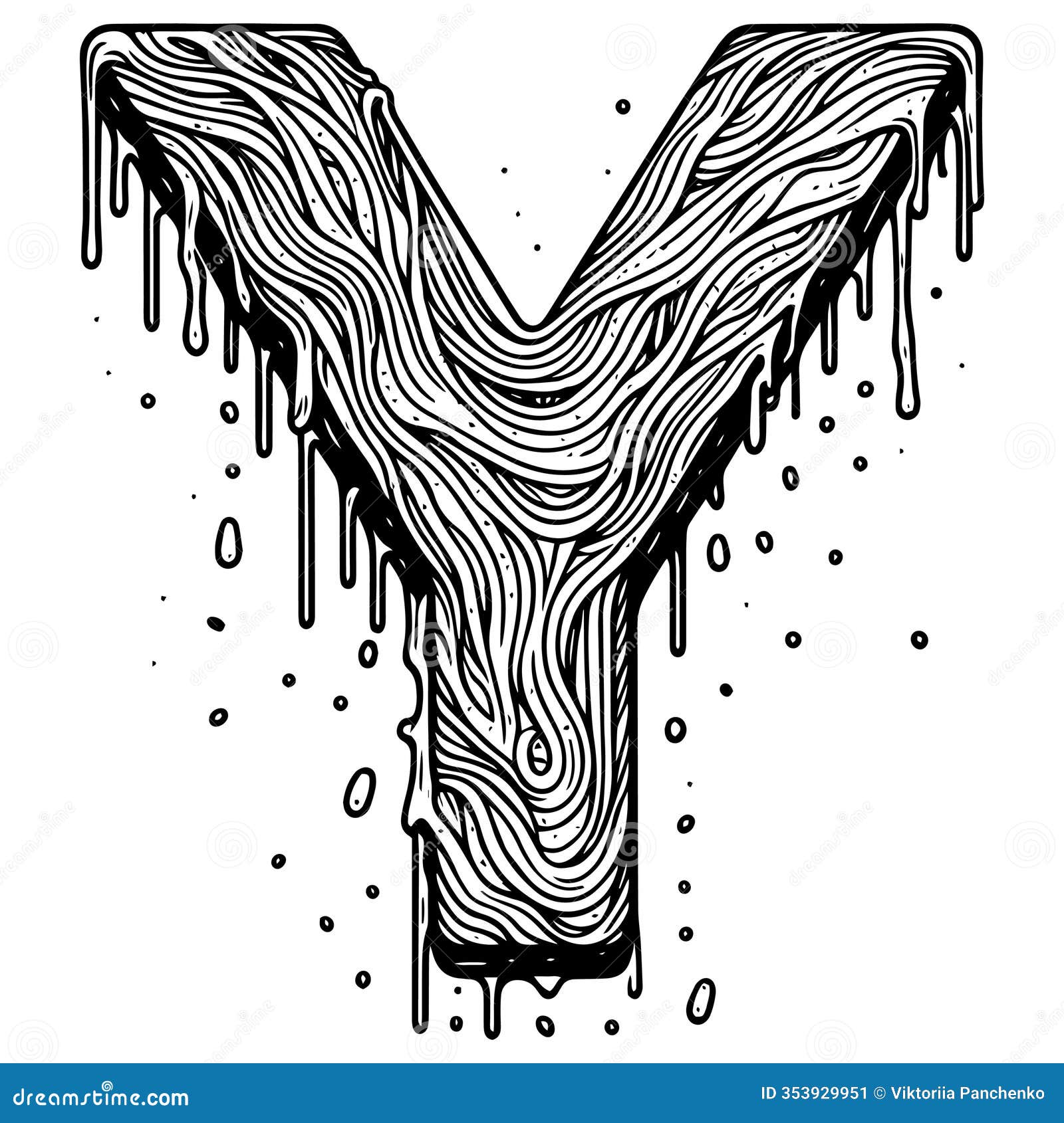 Dripping Decorative Letter Y Engraving Vector Stock Illustration ...