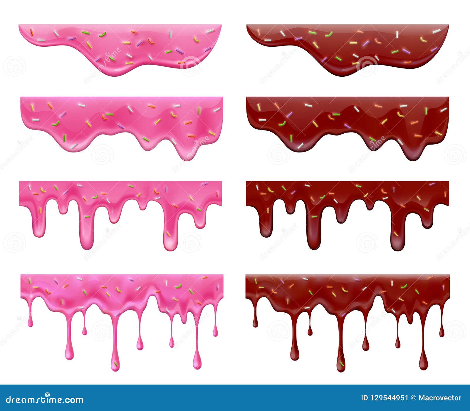 Dripping Doughnut Glaze Set Stock Vector - Illustration of cupcake ...