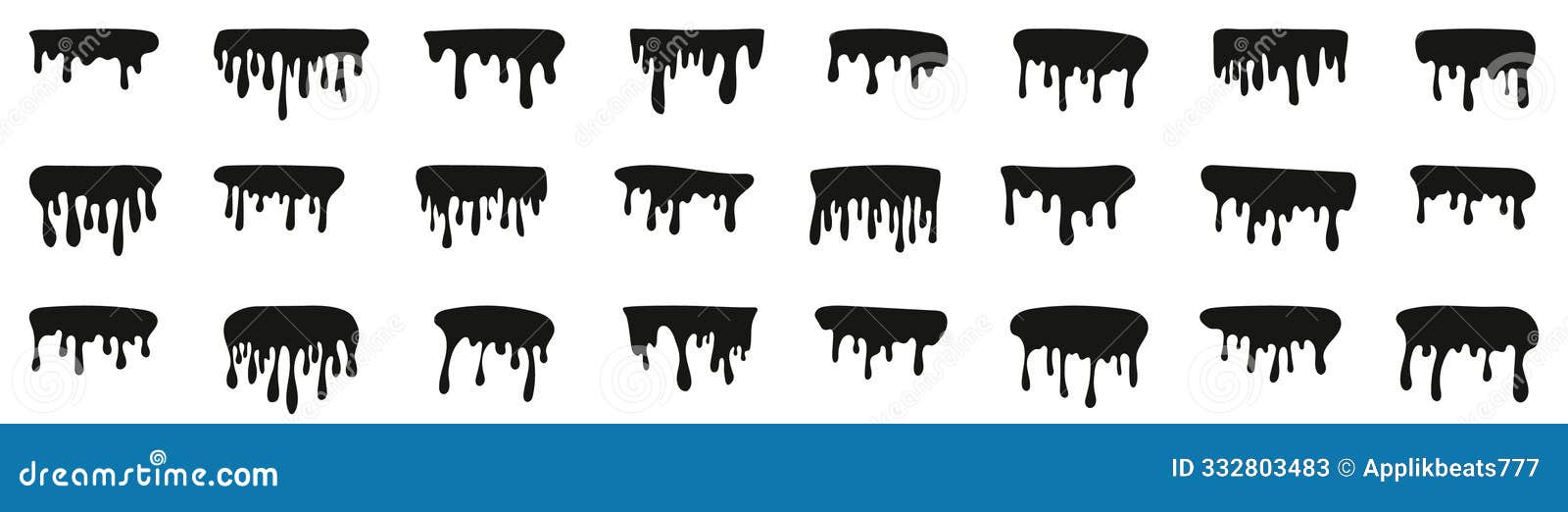 Dripping Fluid or Liquid Texture Collection in Black. Dripping Splatter ...