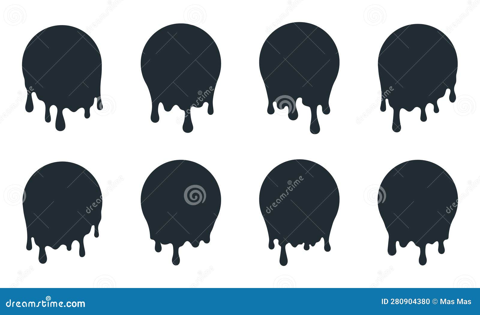 Dripping Frames. Black Paint Fluid Drop Shapes, Messy Dripping Dark Ink ...