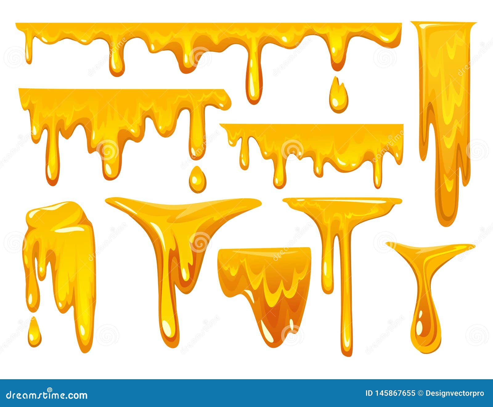 Dripping Honey On White Background Colorful Collection Of Delicious
