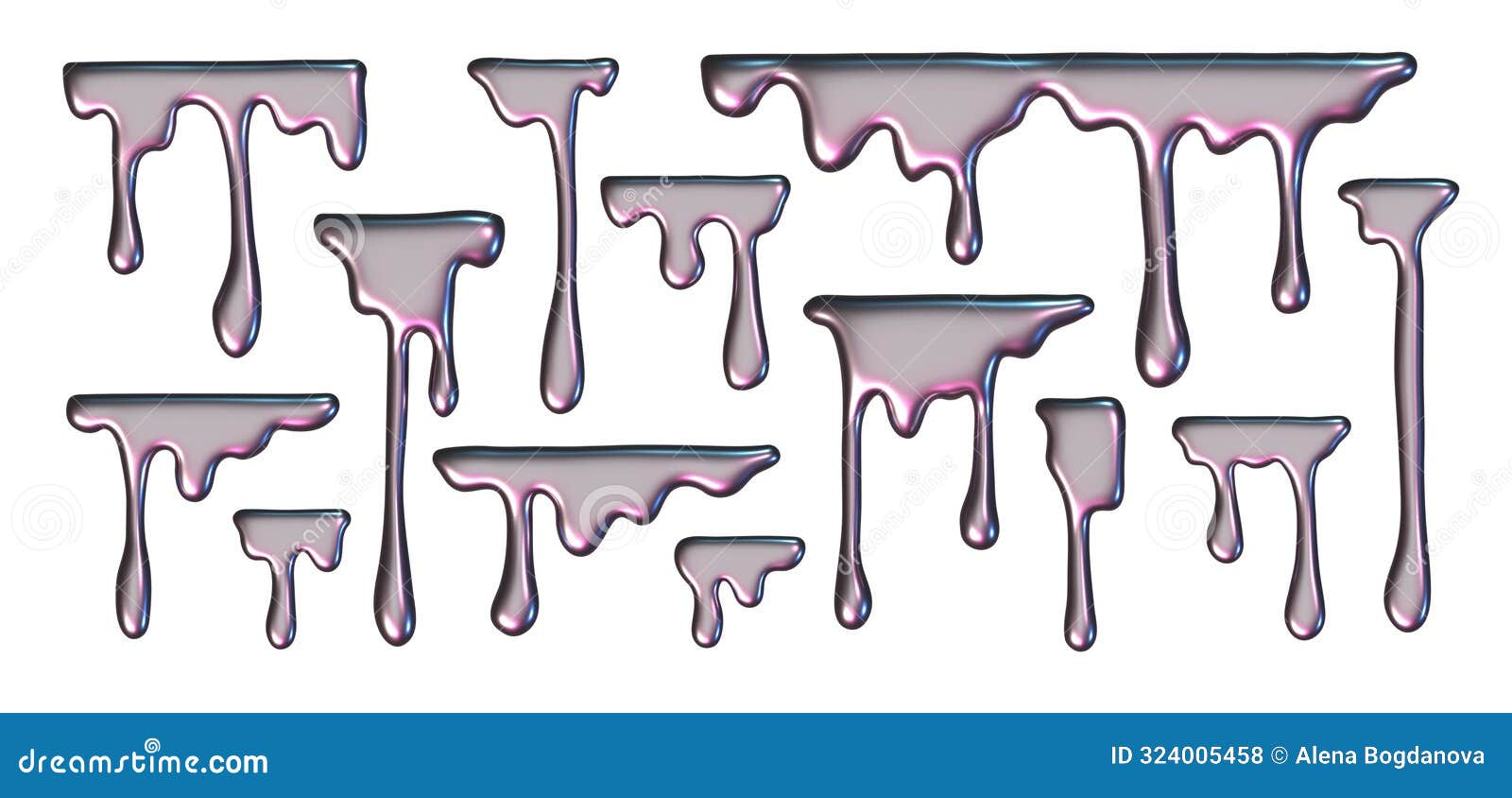 Dripping liquid metal set. stock photo. Illustration of doodle - 324005458