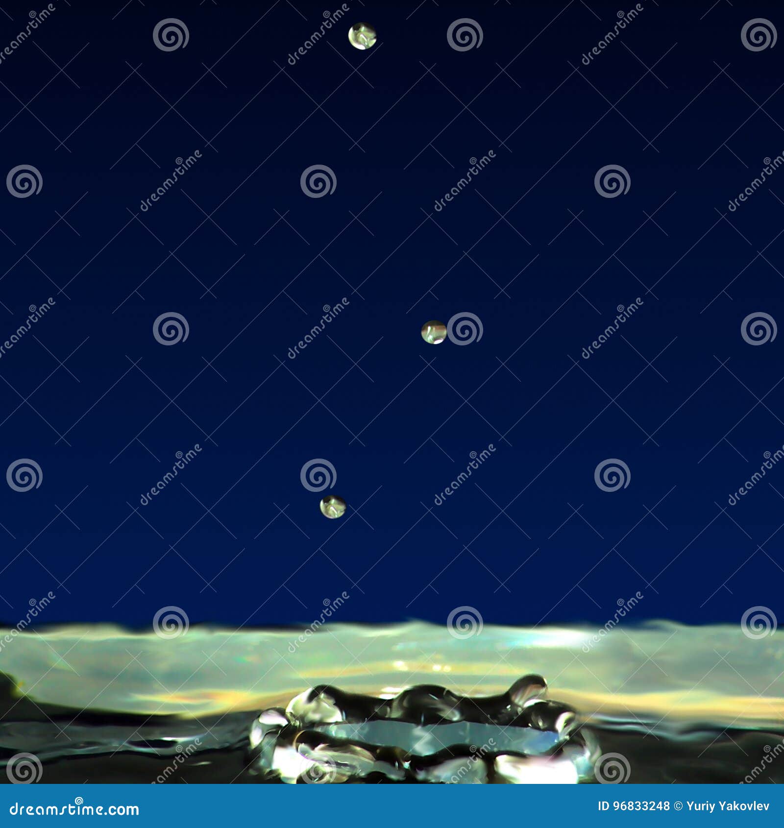 Dripping Liquid, Three Drops of Water Formed a Crater. Stock Photo ...