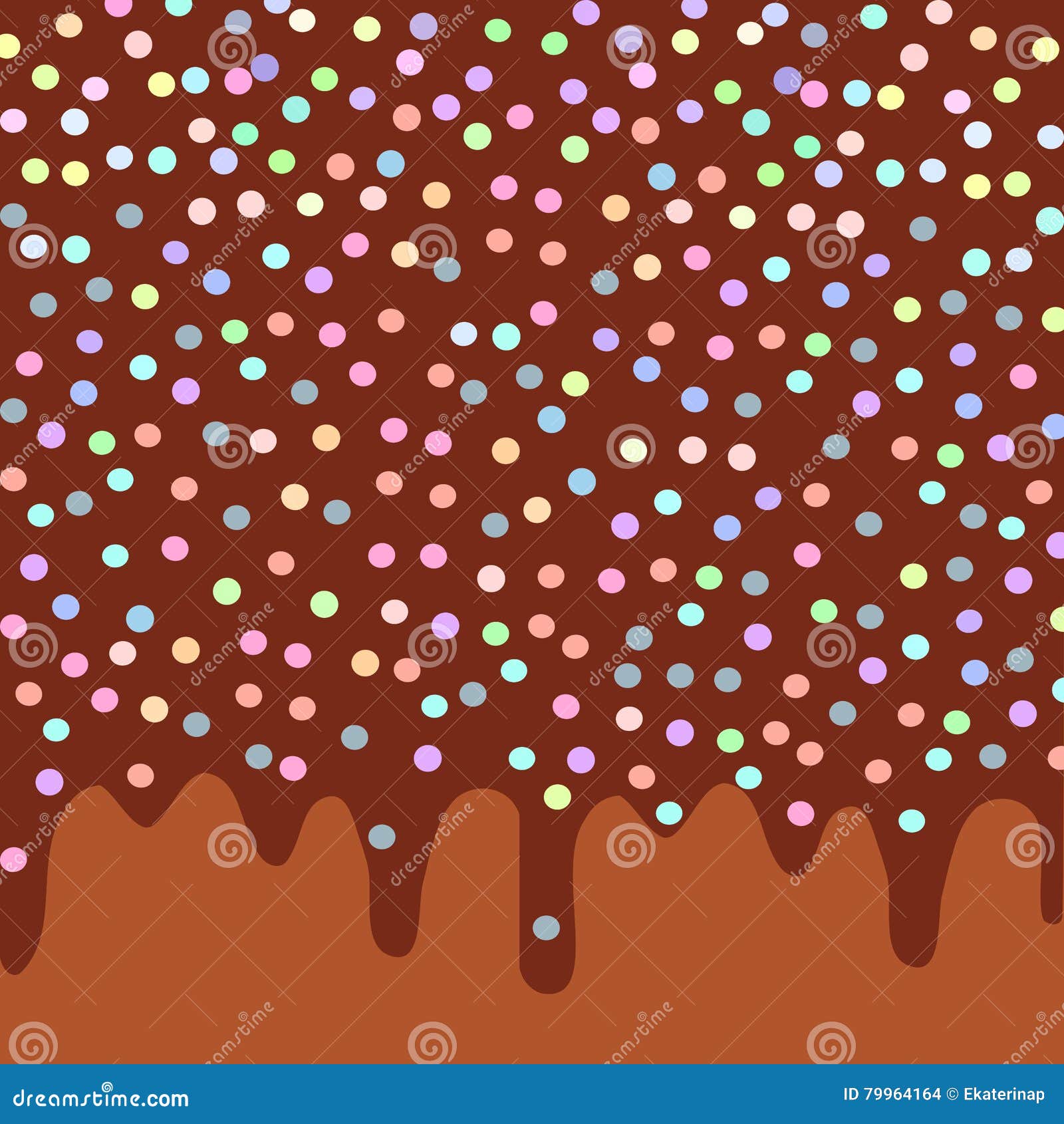 Dripping Melted Chocolate Glaze With Sprinkles. Brown Background For ...