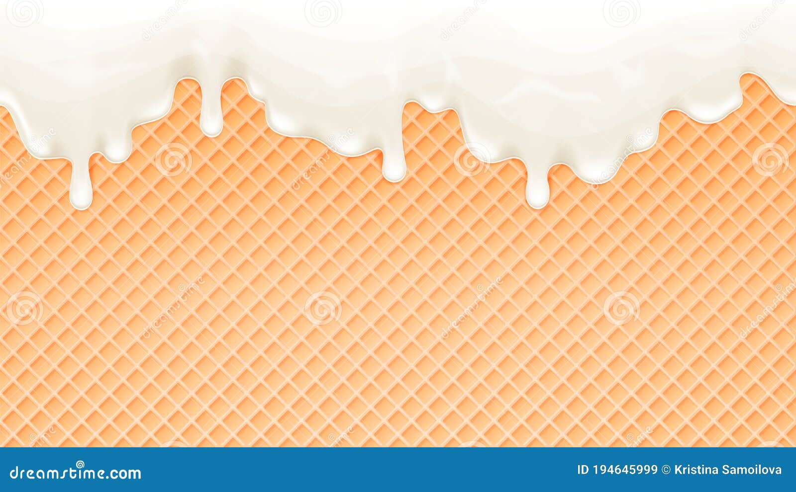Dripping Melting Ice Cream And Wafer Background Vector Illustration
