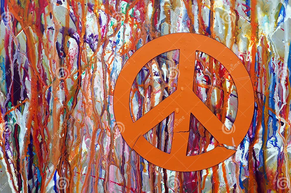 Dripping Paint Abstract with a Peace Sign Stock Image - Image of ...