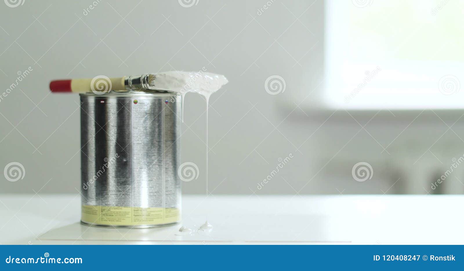 Dripping Paint Brush and Color Bucket on the Table Stock Video - Video ...