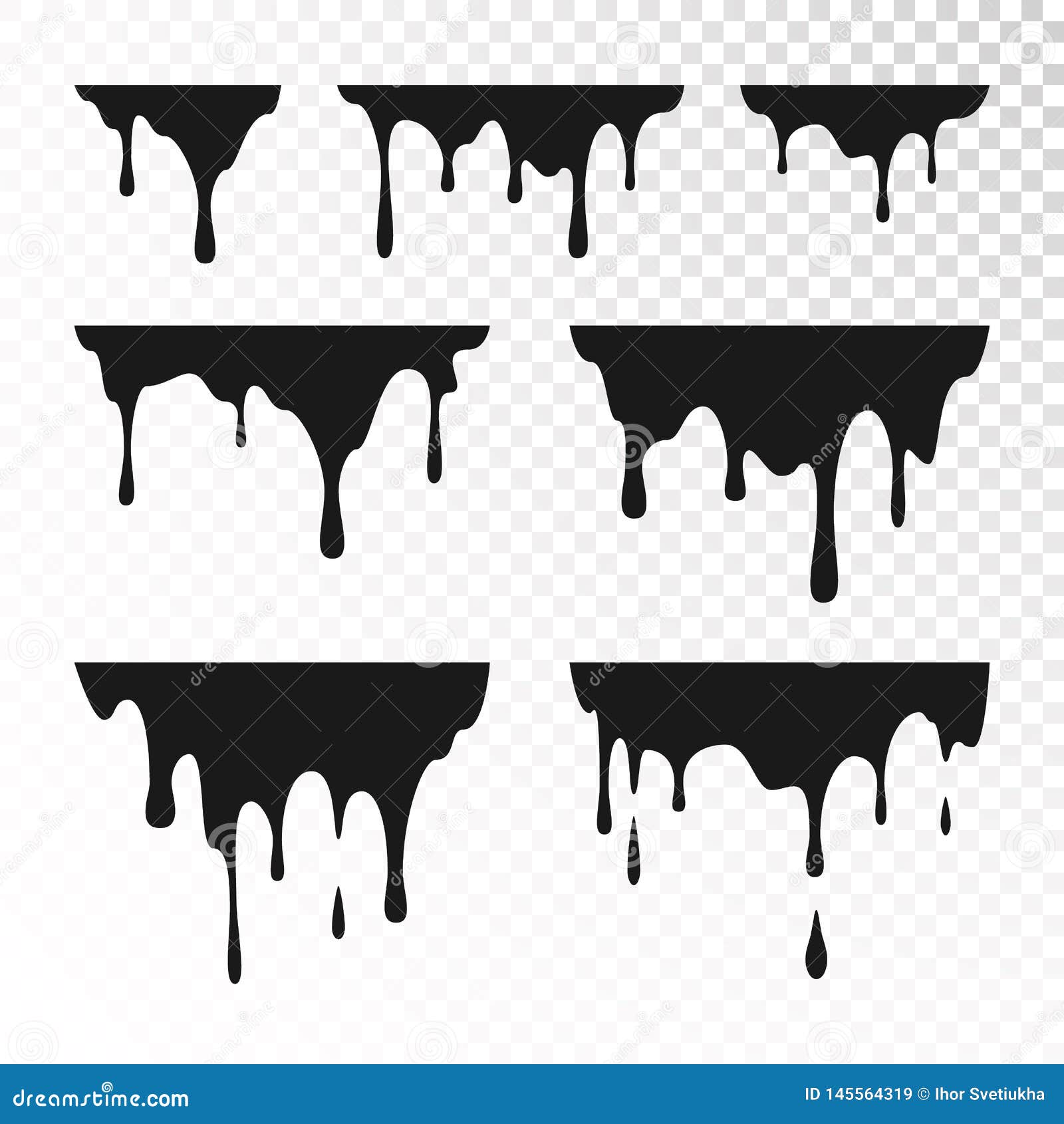 Dripping Paint Set. Liquid Drips. Black Ink Runs. Vector Illustration ...