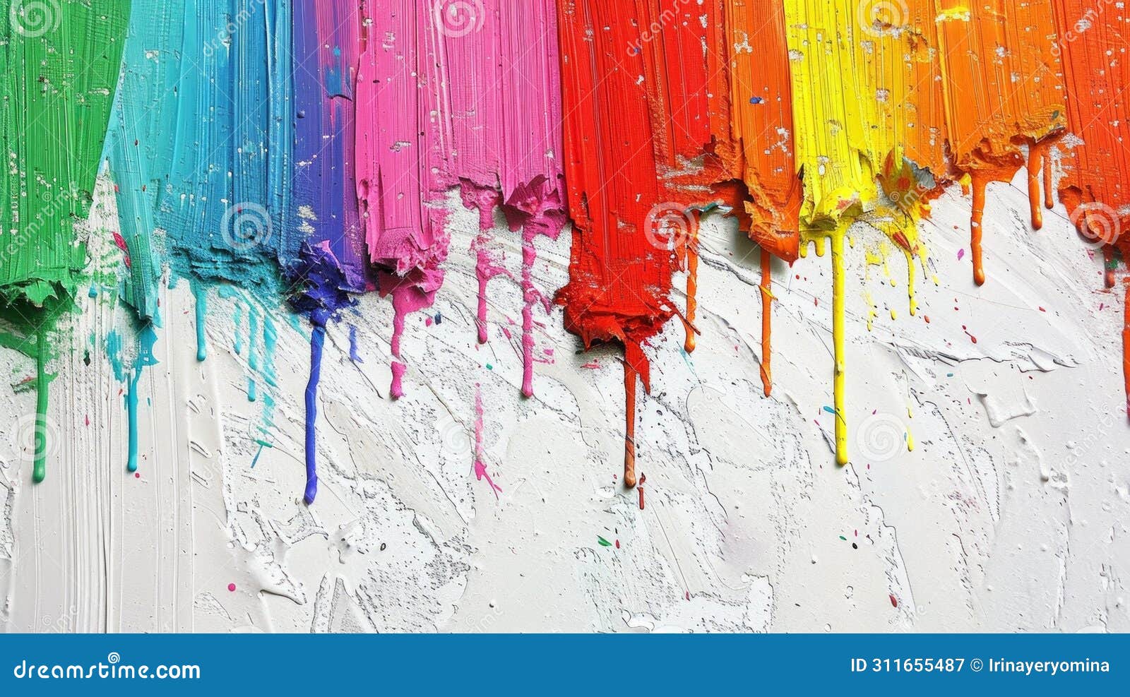 Dripping Rainbow Paint on White Background Stock Image - Image of ...